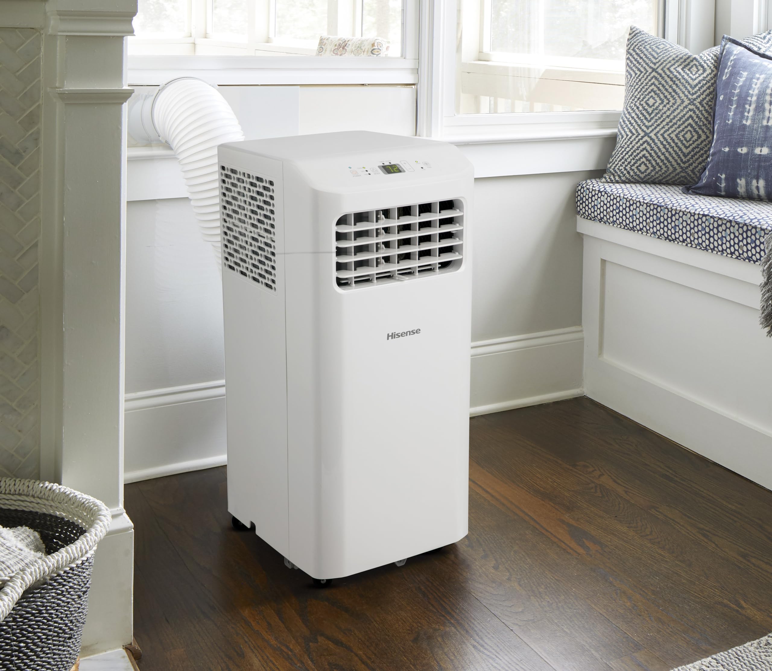 Hisense Portable Air Conditioner 5000-BTU DOE (115-Volt) White Vented, Remote control, Cools 150-sq ft, 24 Hour Timer, 3-modes (Cooling, Fan, Dehumidifier), Noise Level dB 47 - AP0522CR1W (Renewed)
