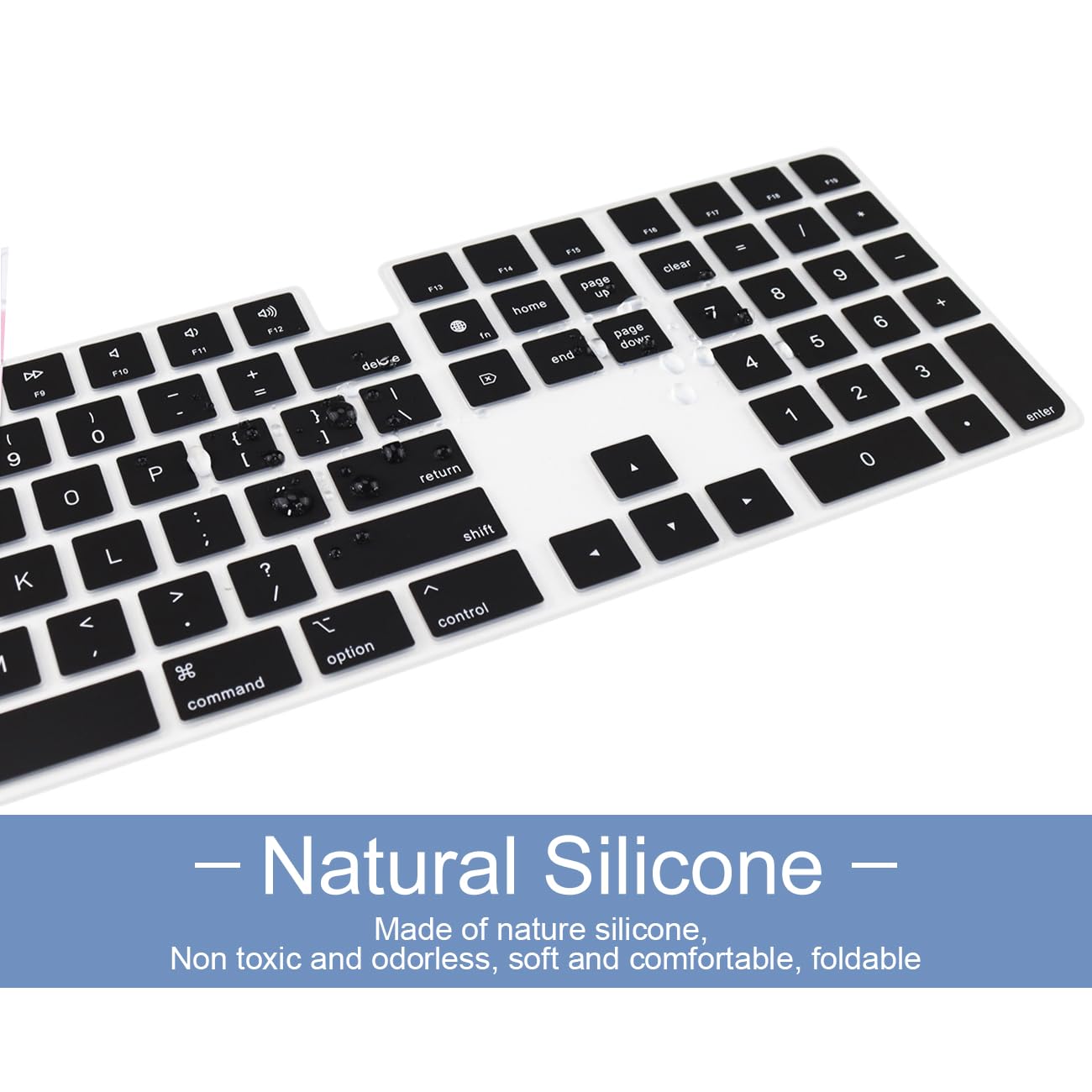 Boaulee Silicone Keyboard Cover Skin for Magic Keyboard with Touch ID and Numeric Keypad Model A2520 2022 Sudio and for iMac 2021 24 inch M1 chip US Layout Anti-Dust Keyboard Protector (Black)