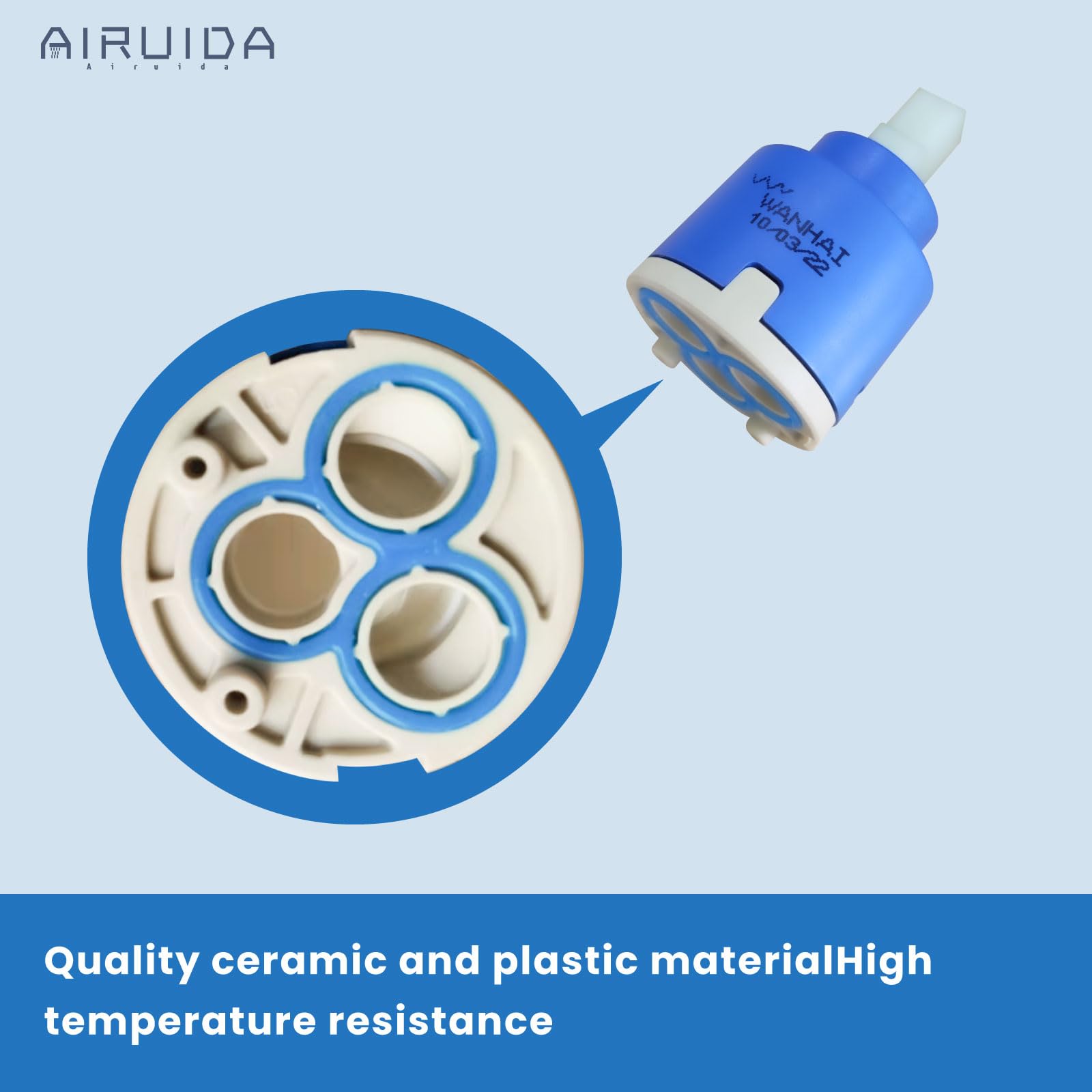 Airuida Shower Cartridge Replacement for Water Mixer Faucet Replacement Valve Cartridge Repair Inner Water Control Three Holes Mixed Hot and Cold Tap Cartridge