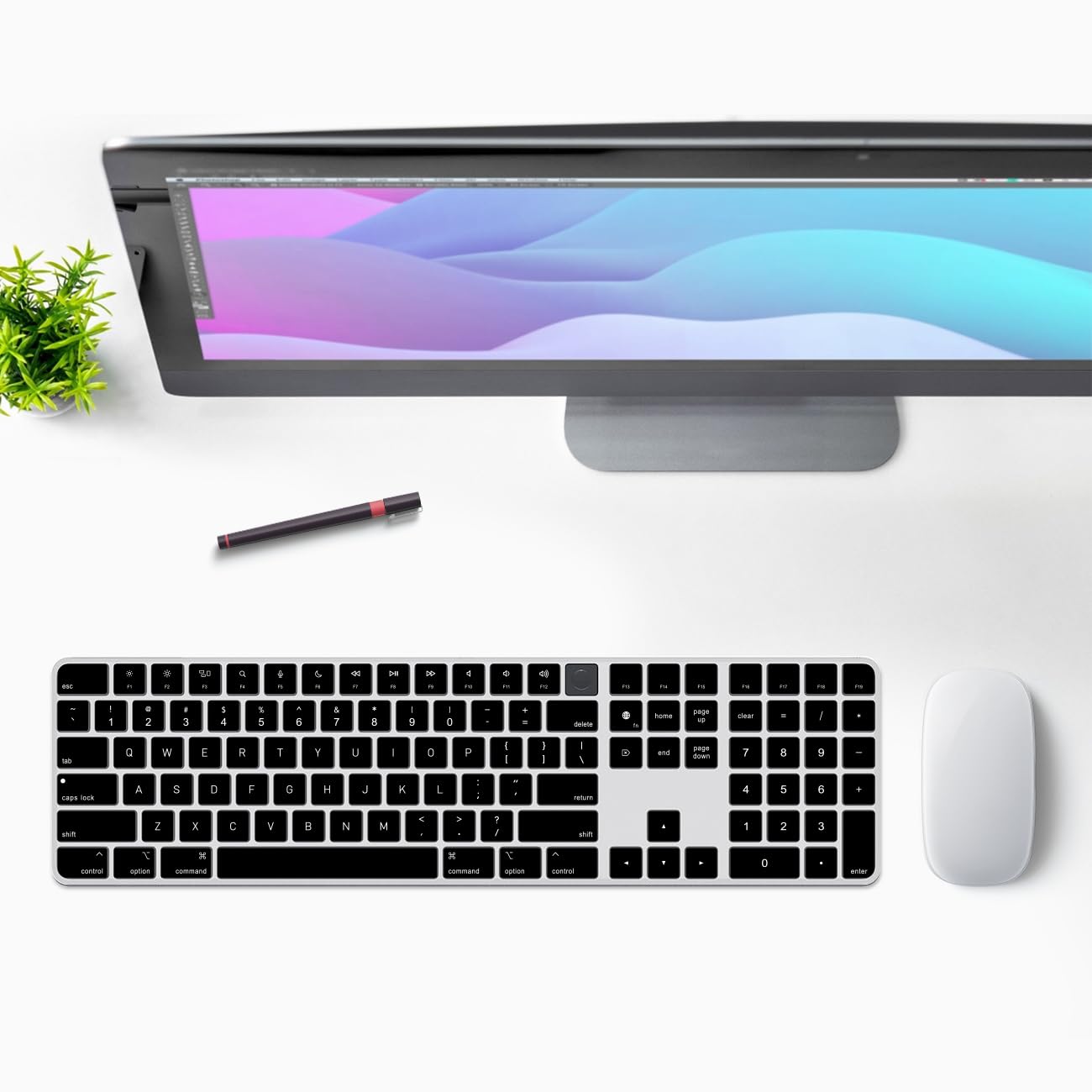 Boaulee Silicone Keyboard Cover Skin for Magic Keyboard with Touch ID and Numeric Keypad Model A2520 2022 Sudio and for iMac 2021 24 inch M1 chip US Layout Anti-Dust Keyboard Protector (Black)