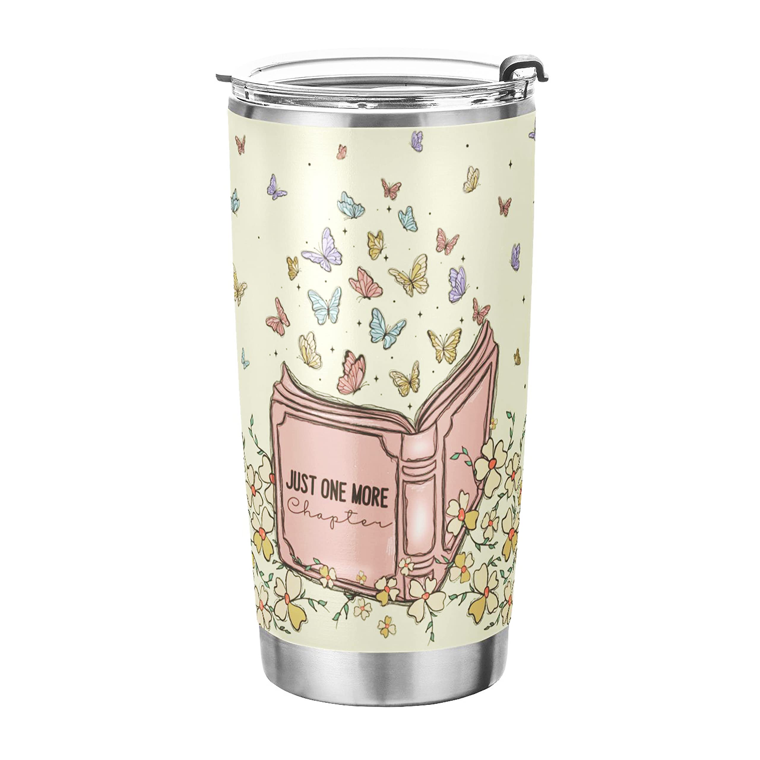 Bad Bananas Book Lovers Gifts - 20oz Stainless Steel Tumbler - Just One More Chapter - Gifts For Readers Mom, Sisters, Wife, Best Friends