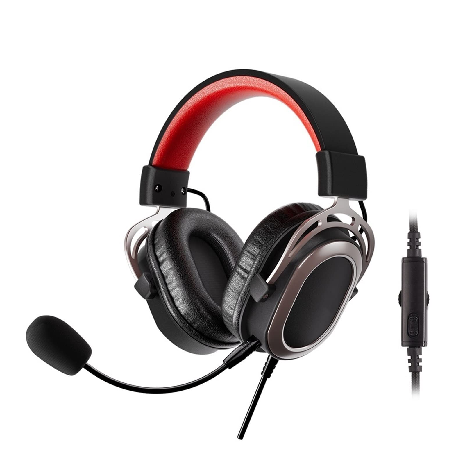 Compatible for HAVIT H2008d Wired Gaming Headset with 3.5mm Plug 50mm Drivers Surround Sound HD Mic Compatible for PS4 PS5 Xbox PC Laptop Gamer Headphone (Color : 7.1 USB and 3.5mm)
