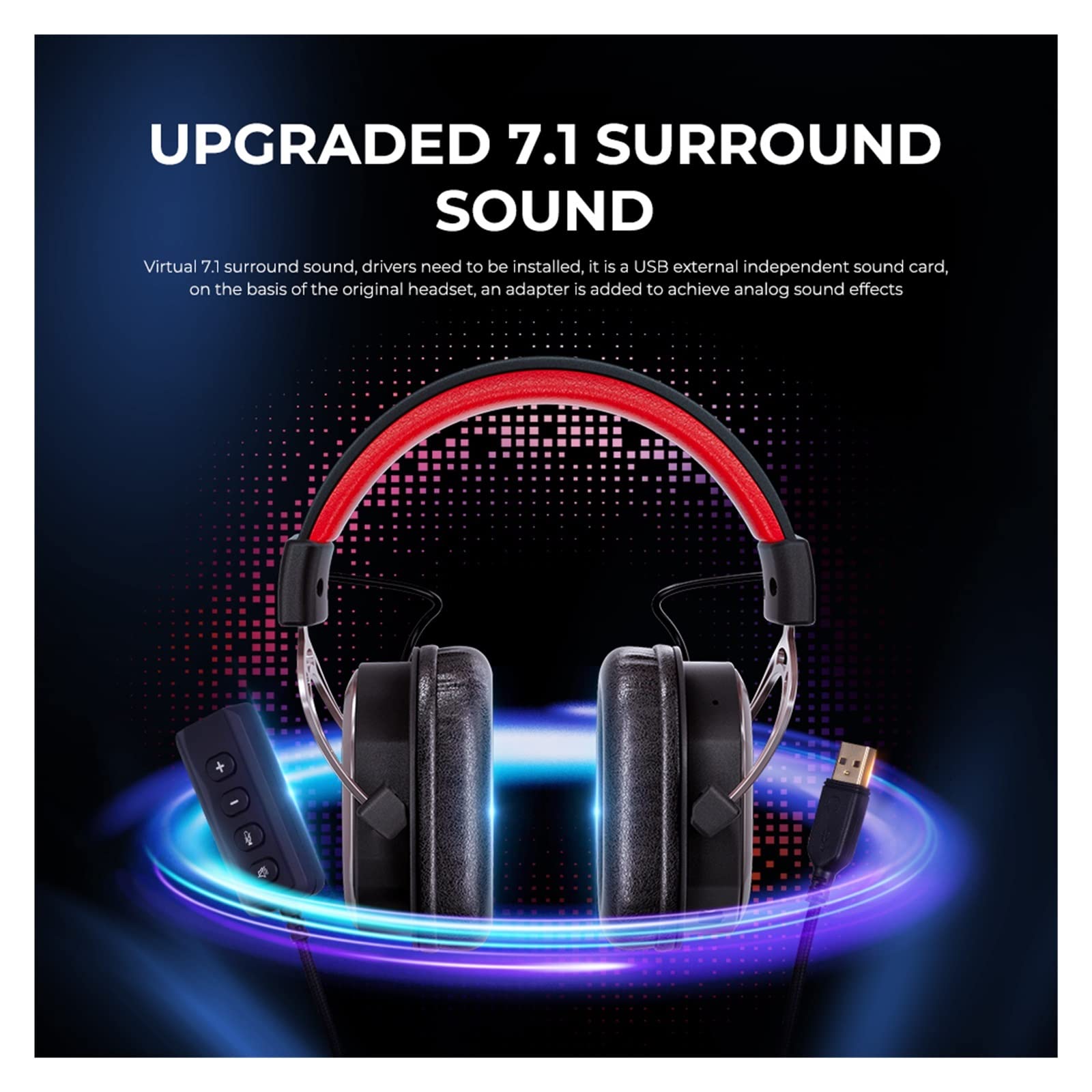 Compatible for HAVIT H2008d Wired Gaming Headset with 3.5mm Plug 50mm Drivers Surround Sound HD Mic Compatible for PS4 PS5 Xbox PC Laptop Gamer Headphone (Color : 7.1 USB and 3.5mm)
