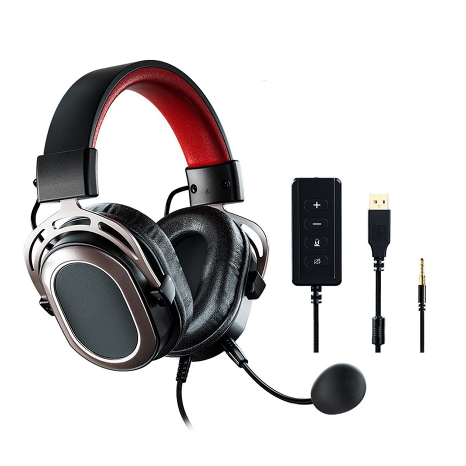 Compatible for HAVIT H2008d Wired Gaming Headset with 3.5mm Plug 50mm Drivers Surround Sound HD Mic Compatible for PS4 PS5 Xbox PC Laptop Gamer Headphone (Color : 7.1 USB and 3.5mm)