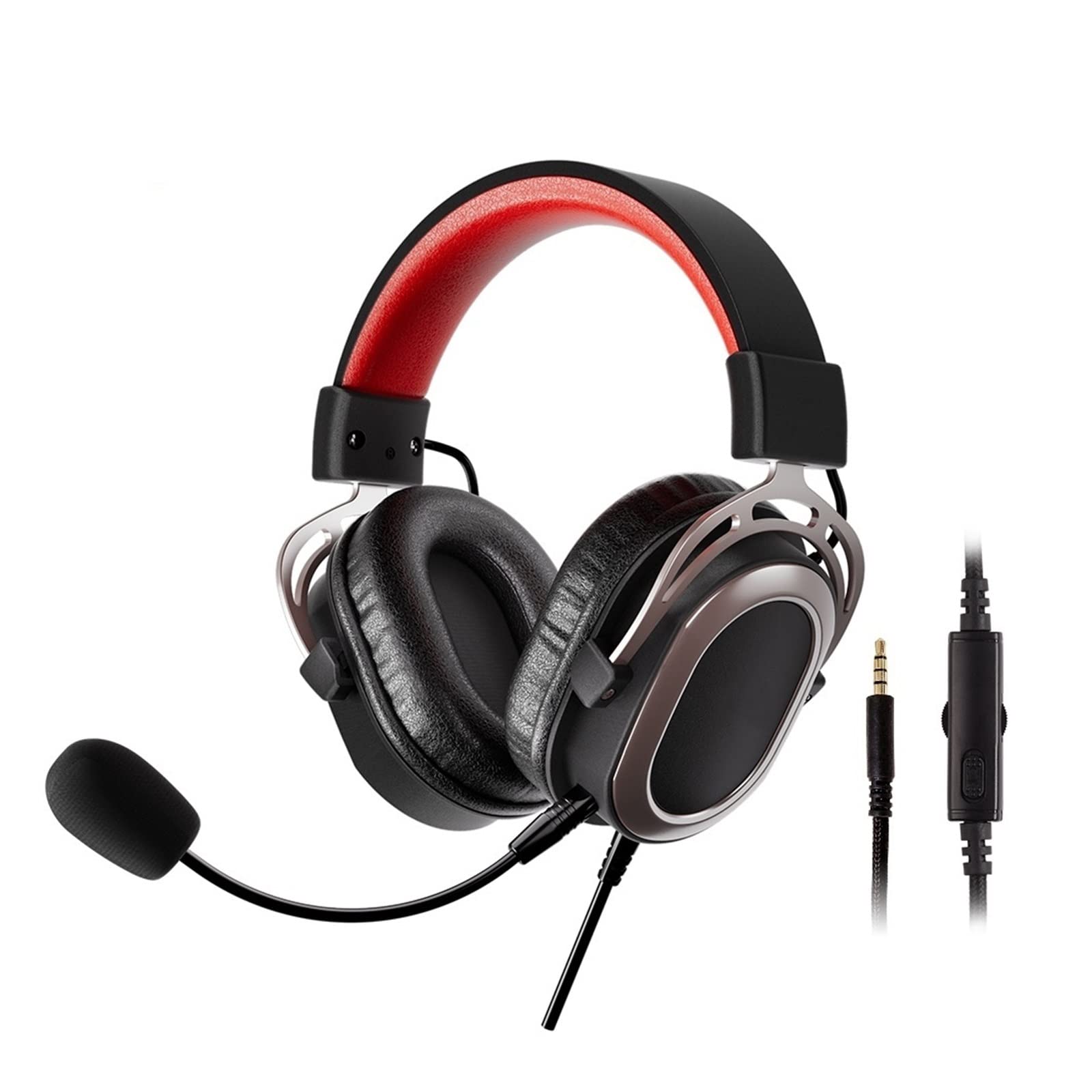 Compatible for HAVIT H2008d Wired Gaming Headset with 3.5mm Plug 50mm Drivers Surround Sound HD Mic Compatible for PS4 PS5 Xbox PC Laptop Gamer Headphone (Color : 3.5mm Plug)