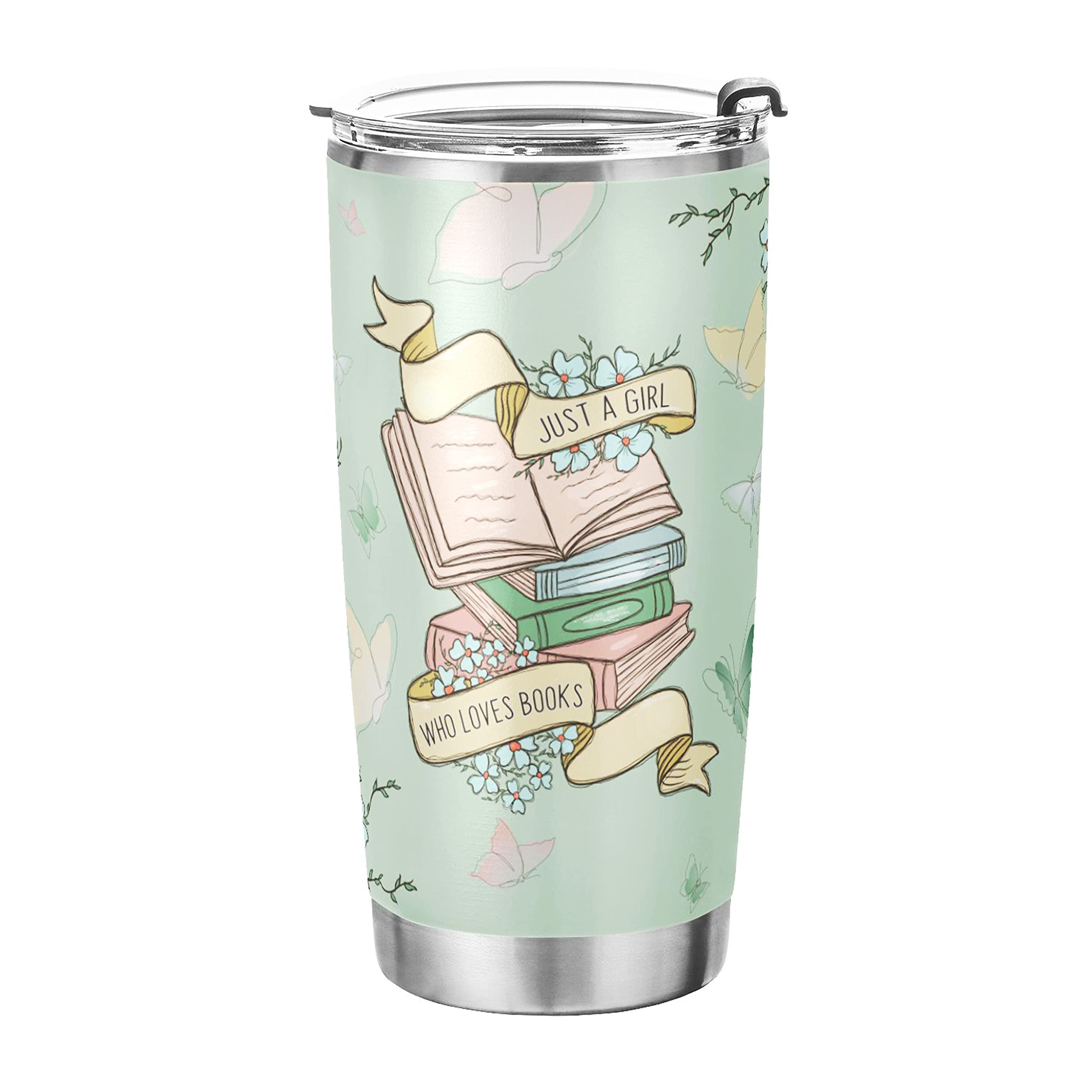 Bad Bananas Book Lovers Gifts - 20oz Stainless Steel Tumbler - Just A Girl Who Loves Books - Gifts For Readers Mom, Sisters, Wife, Best Friends