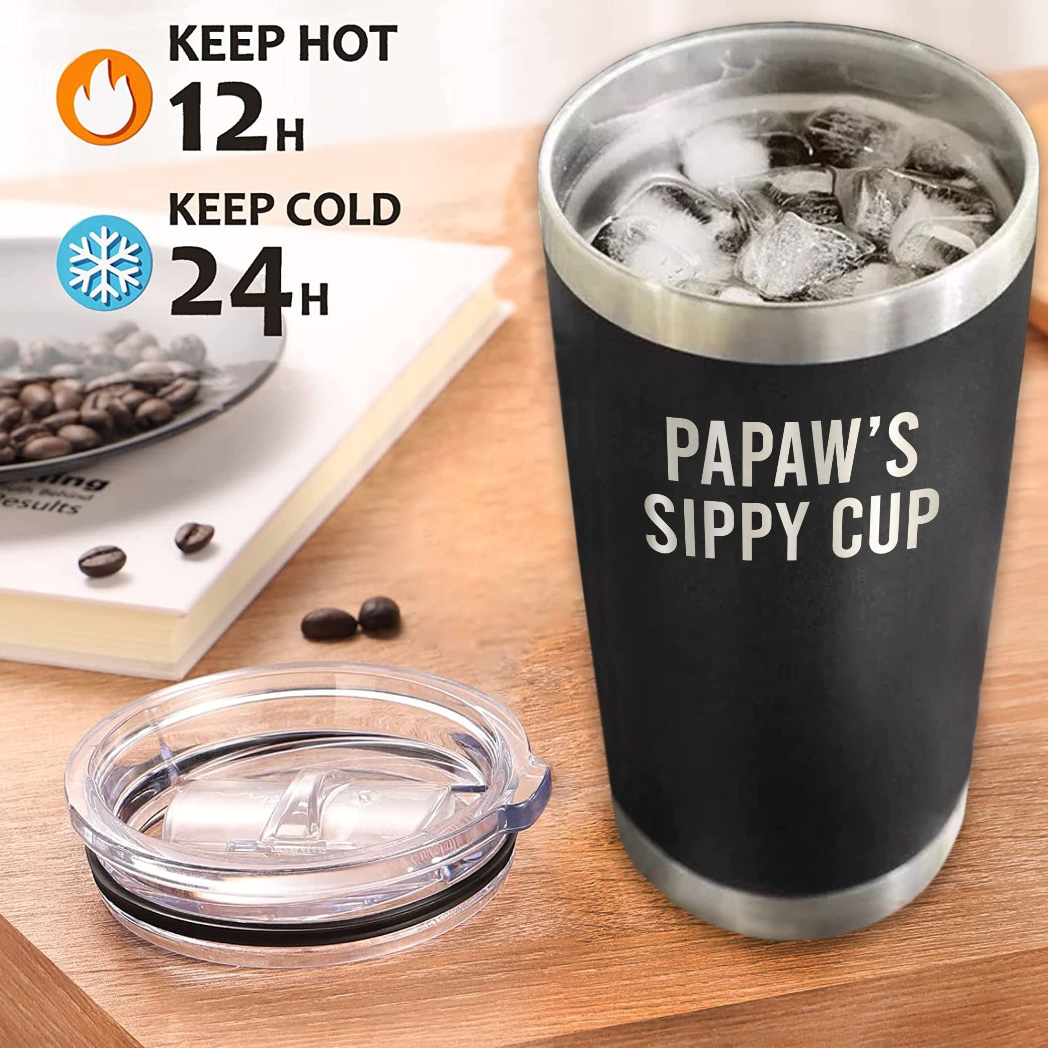 Papaw's Sippy Cup Travel Mug - Funny Father's Day Birthday Christmas Gifts From Son Daughter - New Tumbler