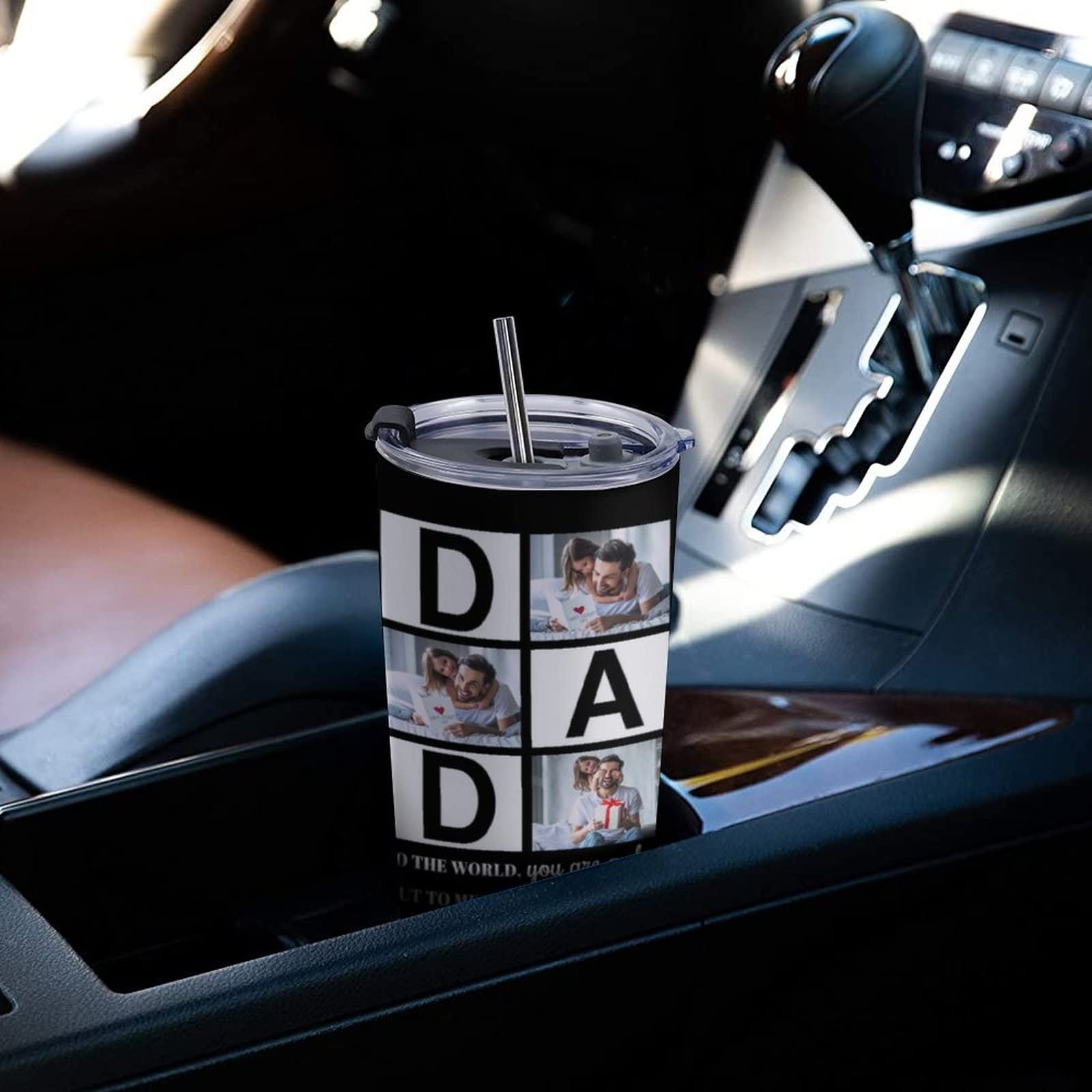 Personalized Picture Travel Tumbler for Dad Gift on Father's Day from Daughter Son Custom Coffee Mug with Text Photo Cup