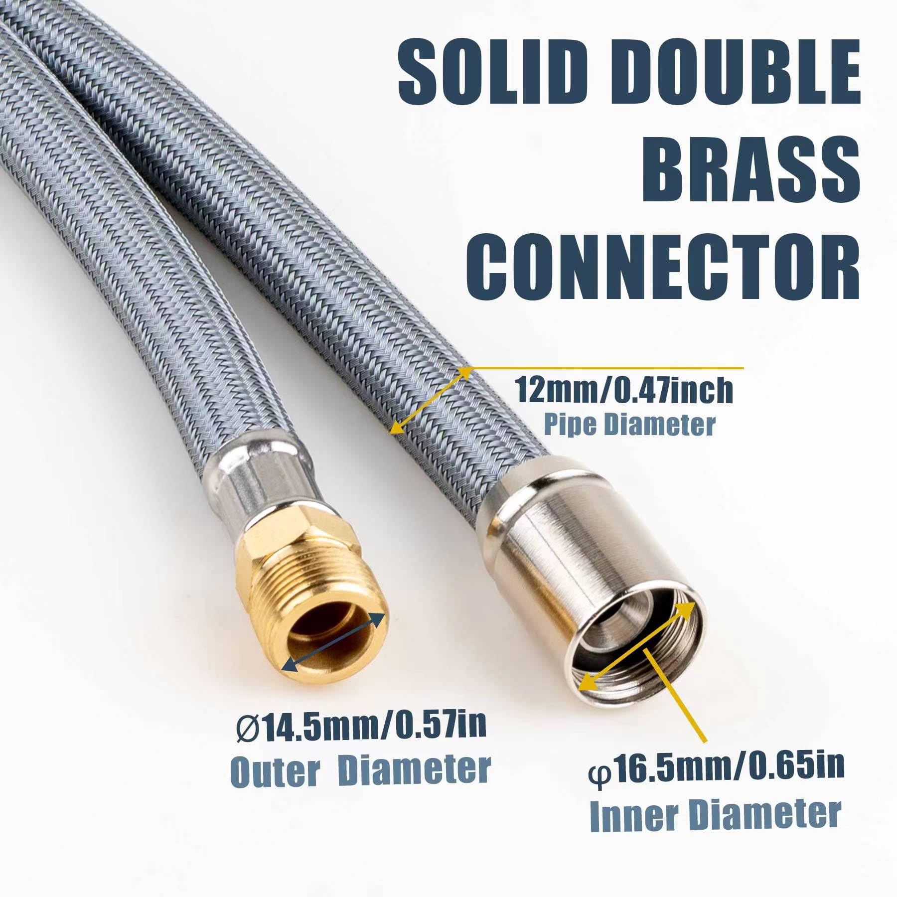 Faucet Hose for American Standard M922367-007220A, American Standard Kitchen Faucet Parts, Kitchen Sink Sprayer Supply Lines Pull Down Faucet Hose Replacement, Brass Adapter, 59”