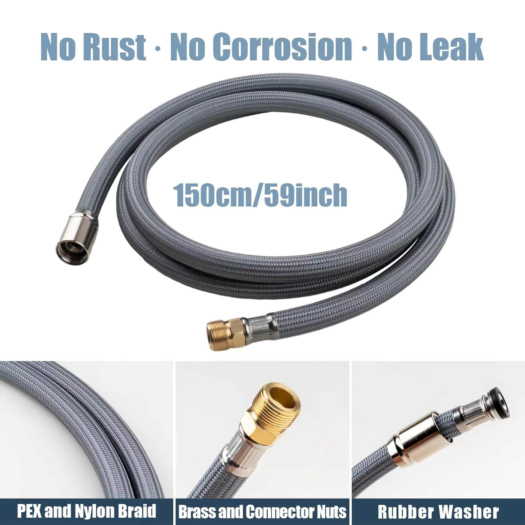 Faucet Hose for American Standard M922367-007220A, American Standard Kitchen Faucet Parts, Kitchen Sink Sprayer Supply Lines Pull Down Faucet Hose Replacement, Brass Adapter, 59”