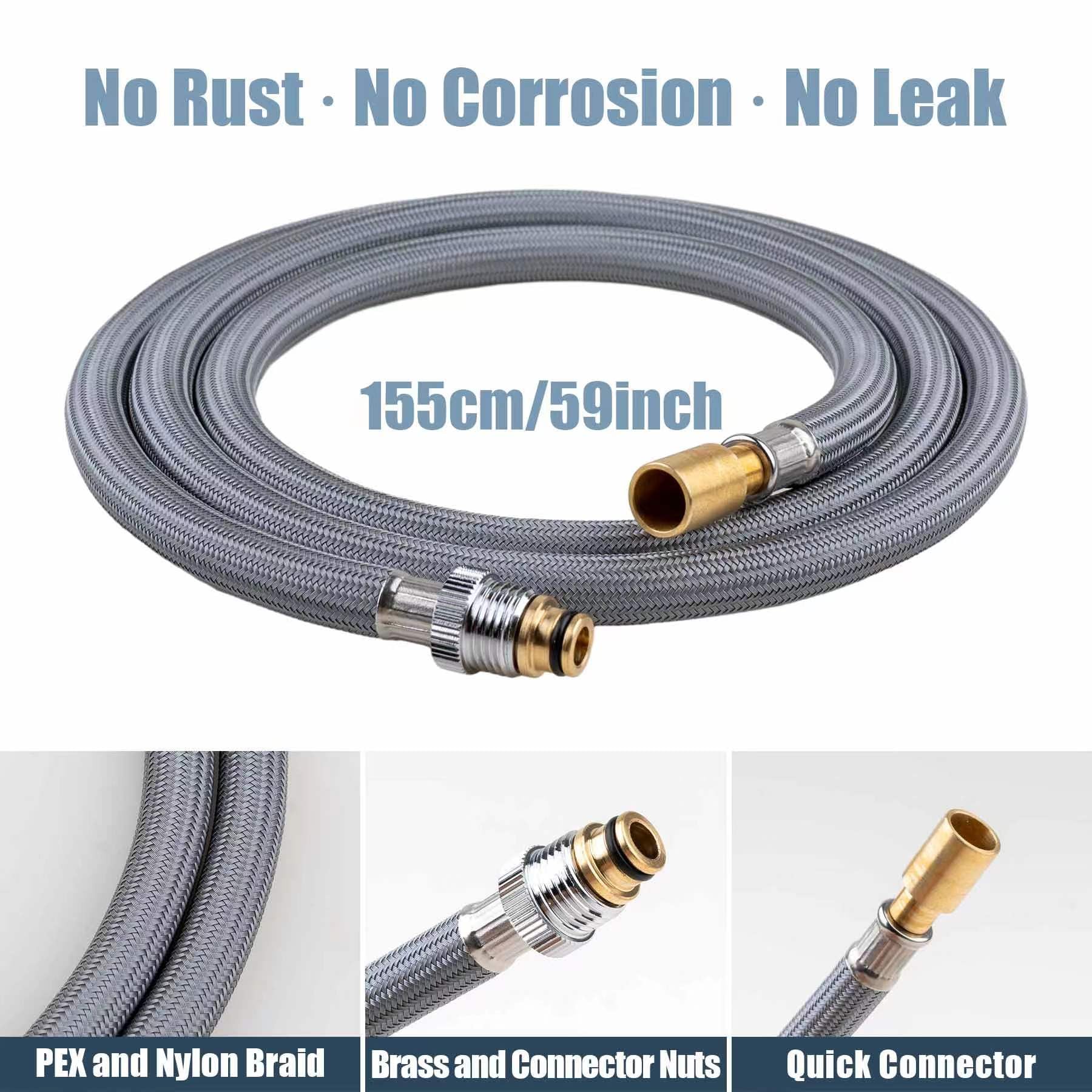 Faucet Hose for Delta Faucet Hose Replacement Parts,RP50390 RP62057 RP74608 Hose for Sink Kitchen Faucet Parts, Pull-Out and Pull-Down Fauct Hose Repair Kit, Brass Adapter, 59 Inch