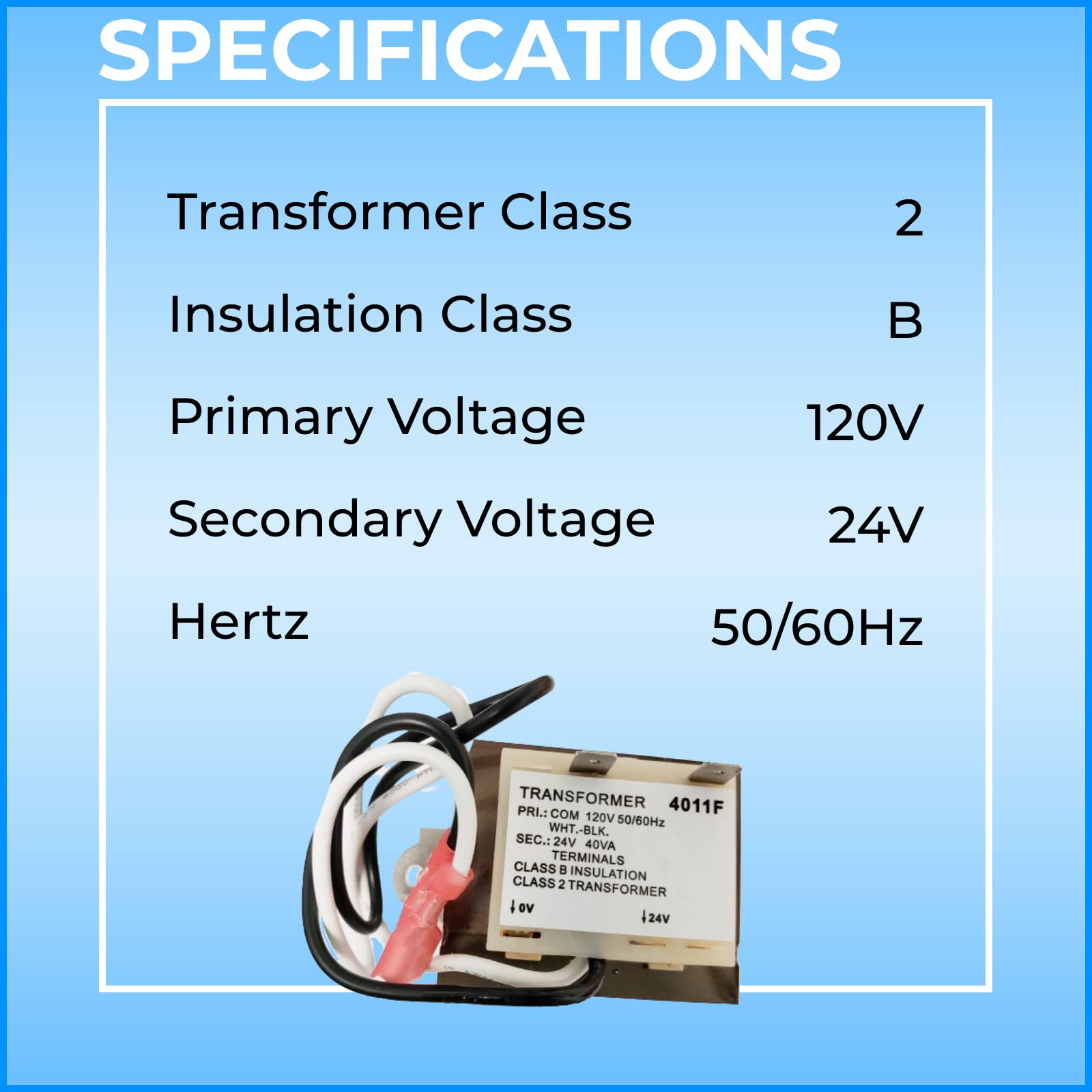 4011F Transformer 24V, 50/60 Hz, compatible with Ring, Ring 2, Ring Pro, Nest Skybell, and Enfy Doorbells. Nest, Ecobee, and Sensi Smart Thermostat