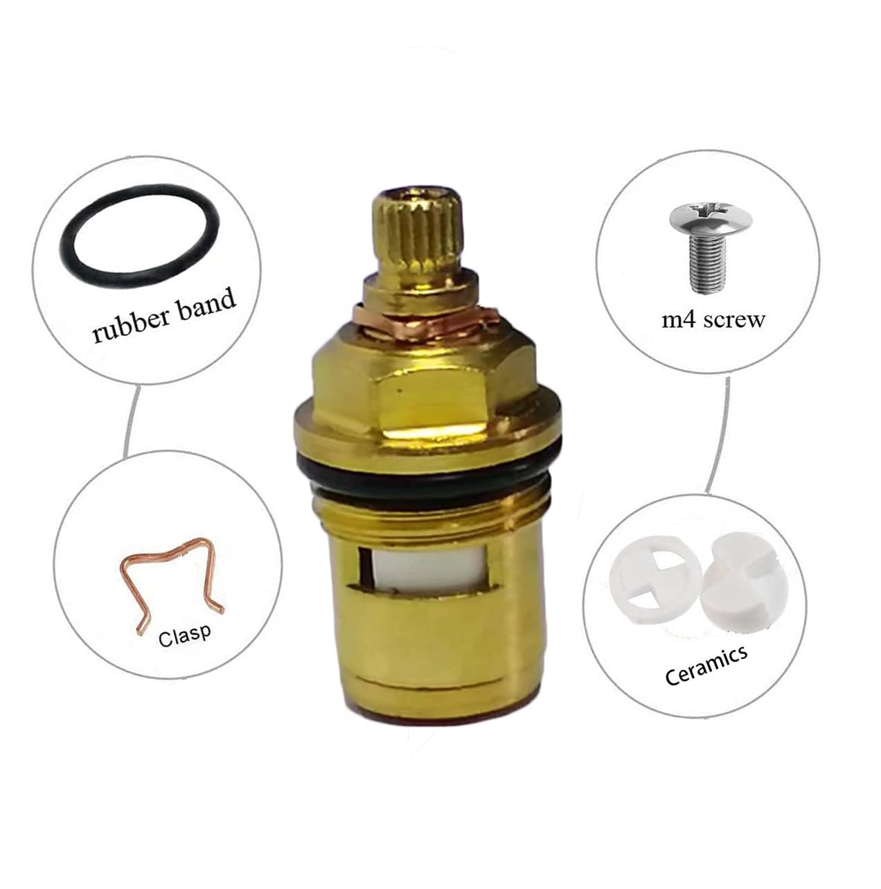Faucet Cartridge, Brass Ceramic Faucet Stem Disc Cartridge Replacement Quarter Turn G1/2" 41MM Faucet Valves for Bathroom Kitchen Tap (Anti-clockwise)