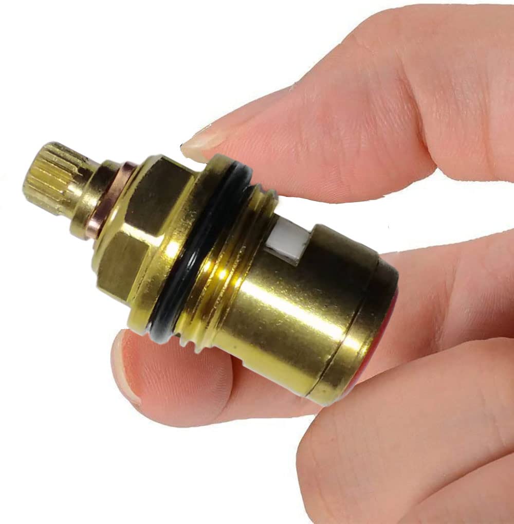 Faucet Cartridge, Brass Ceramic Faucet Stem Disc Cartridge Replacement Quarter Turn G1/2" 41MM Faucet Valves for Bathroom Kitchen Tap (Anti-clockwise)