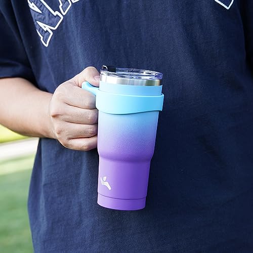Konokyo 20 oz Tumbler with Handle and 2 Straw 2 Lid, Insulated Water Bottle Stainless Steel Vacuum Cup Reusable Travel Mug,Army Green