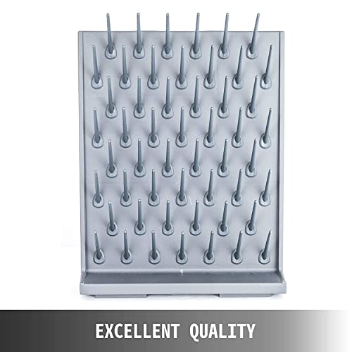 INTBUYING Bottle Drying Rack Pegboard Wall Mounted Desk Grey 52 Pegs Removable PP Glassware Drying Draining Rack Education&lab Cleaning Equipment