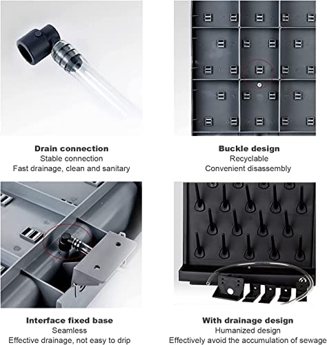 INTBUYING Bottle Drying Rack Pegboard Wall Mounted Desk Grey 52 Pegs Removable PP Glassware Drying Draining Rack Education&lab Cleaning Equipment