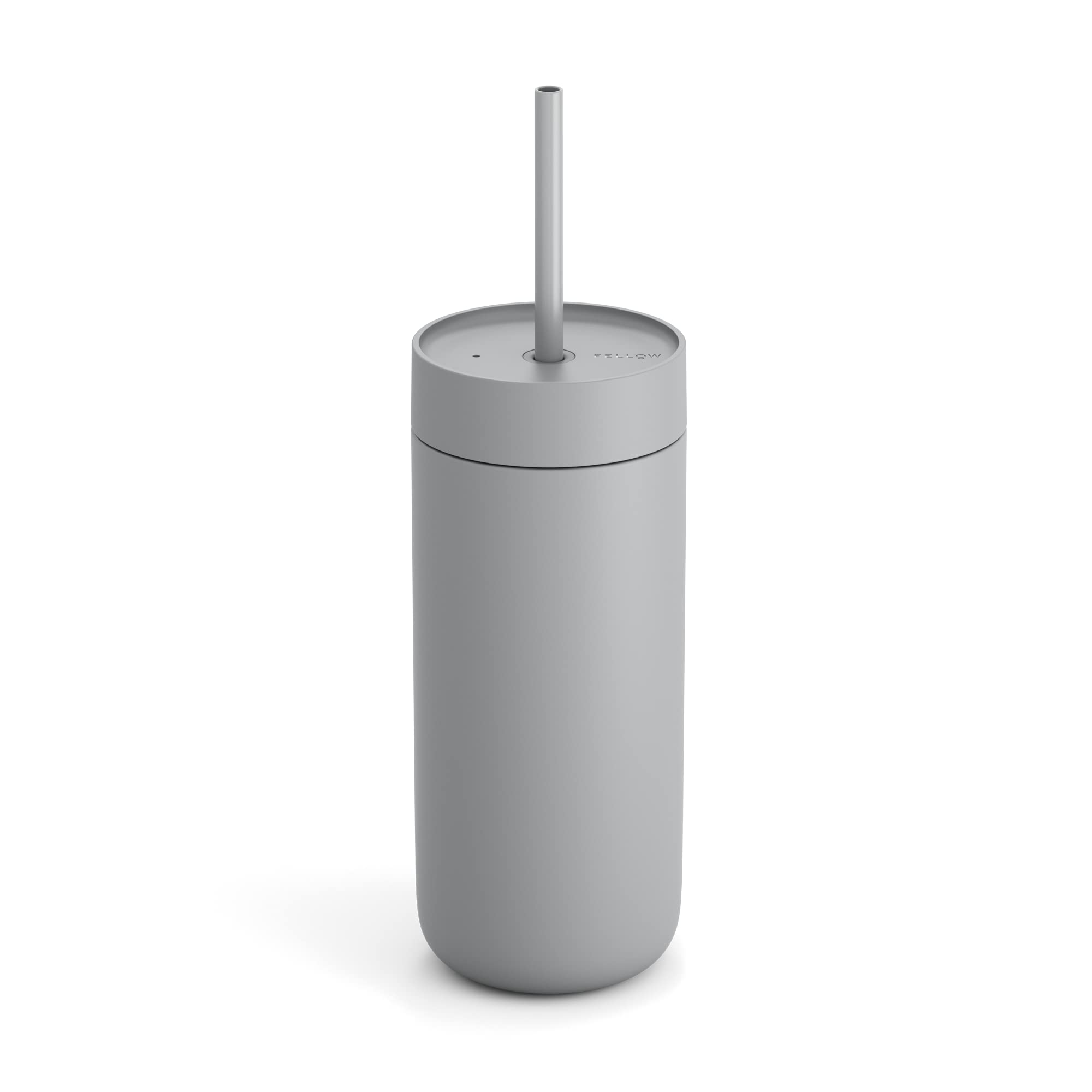 Fellow 16 oz Carter Cold Travel Mug for Water, Iced Tea, Coffee, Smoothies, Iced Coffee & more - Stainless Steel Vacuum-Insulated Iced Coffee tumbler with Spill Resistant lid and straw - Matte Grey