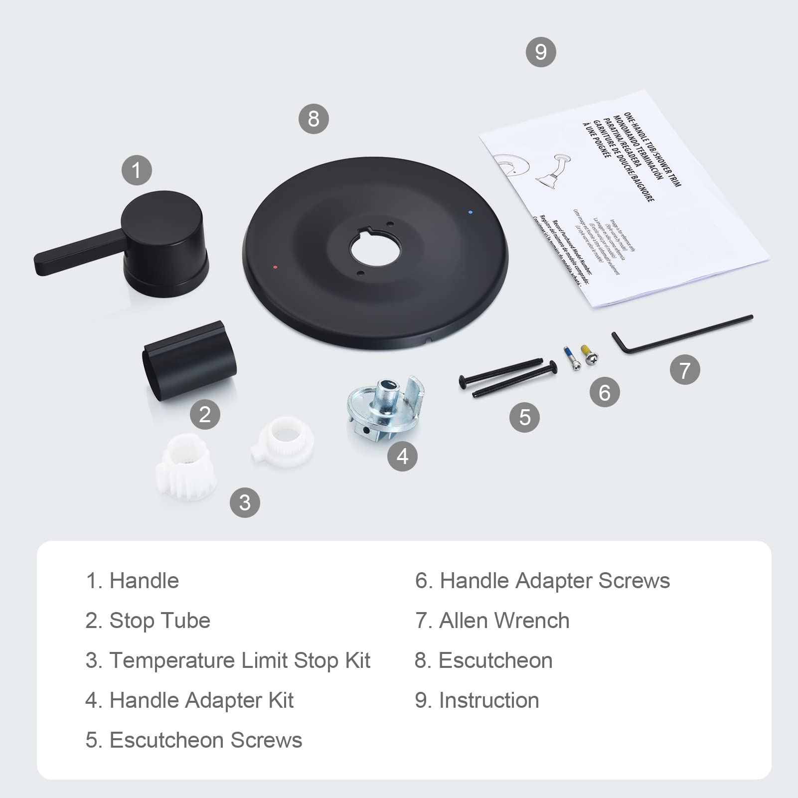Shower and Tub Trim Kit, Compatible with Moen Posi-Temp Valve, Matte Black