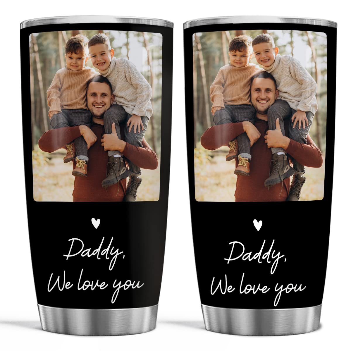 wowcugi Personalized Tumbler For Dad 20oz 30oz Love You Daddy Photo Picture Stainless Steel Insulated Tumblers Coffee Travel Mug Dad Gifts For Birthday Fathers Day Father Gift From Daughter Son