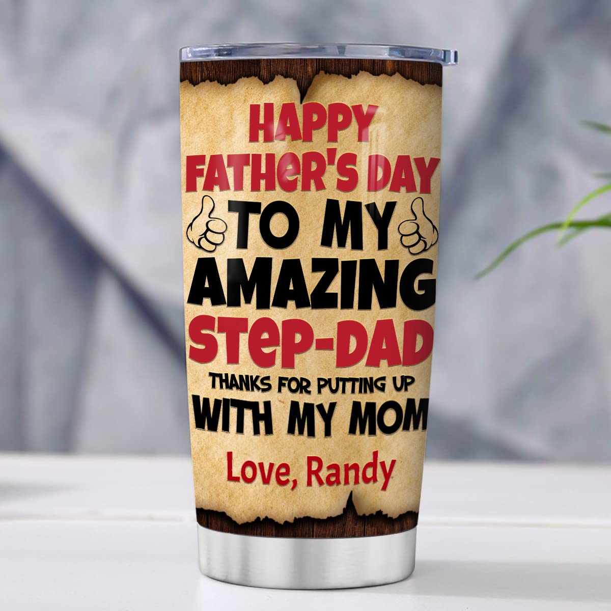 wowcugi Personalized Bonus Stepdad Tumbler 20oz & 30oz Step Dad Coffee Travel Mug & Cup - Stepped Up Dad Gift From Stepdaughter/Stepson - For Birthday & Father's Day