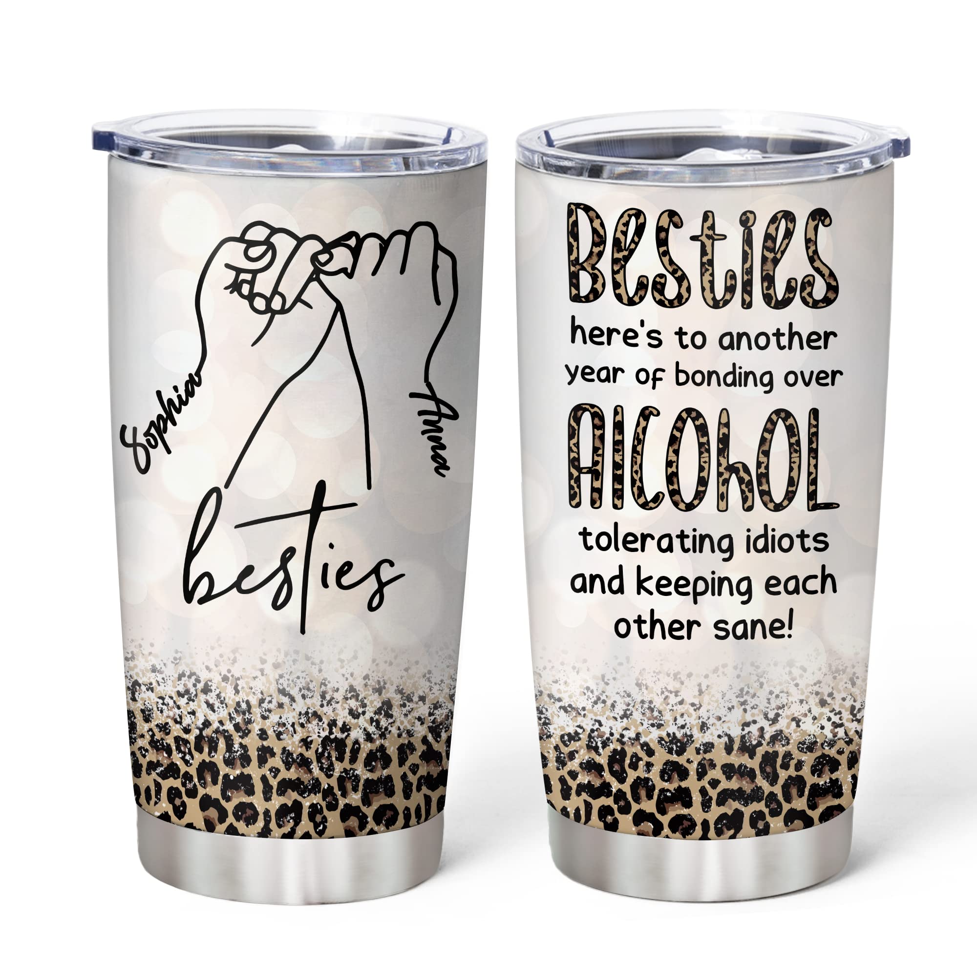 Hyturtle Personalized To My Besties Tumbler, Bestie Here's to Another Year Of Bonding Over, 20oz Stainless Steel Tumbler Customized Best Friend, Gift For Sister, Bestie On Birthday, Christmas