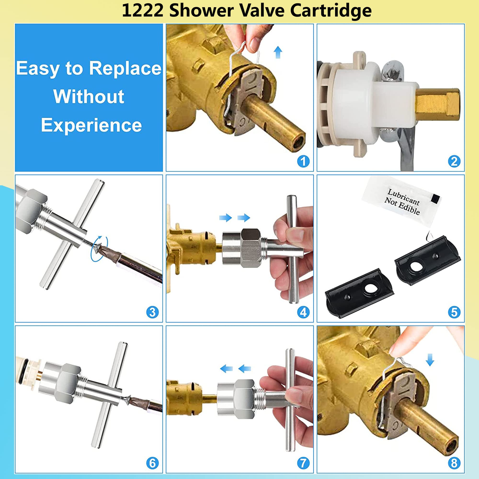 QLXAQLX 1 Pack 1222 Replacement Cartridge Compatible with moen 1222 Shower Valve Cartridge, 1222 Replacement Cartridge Compatible with moen Posi-Temp Faucets And Tub Shower(Only 1PS)