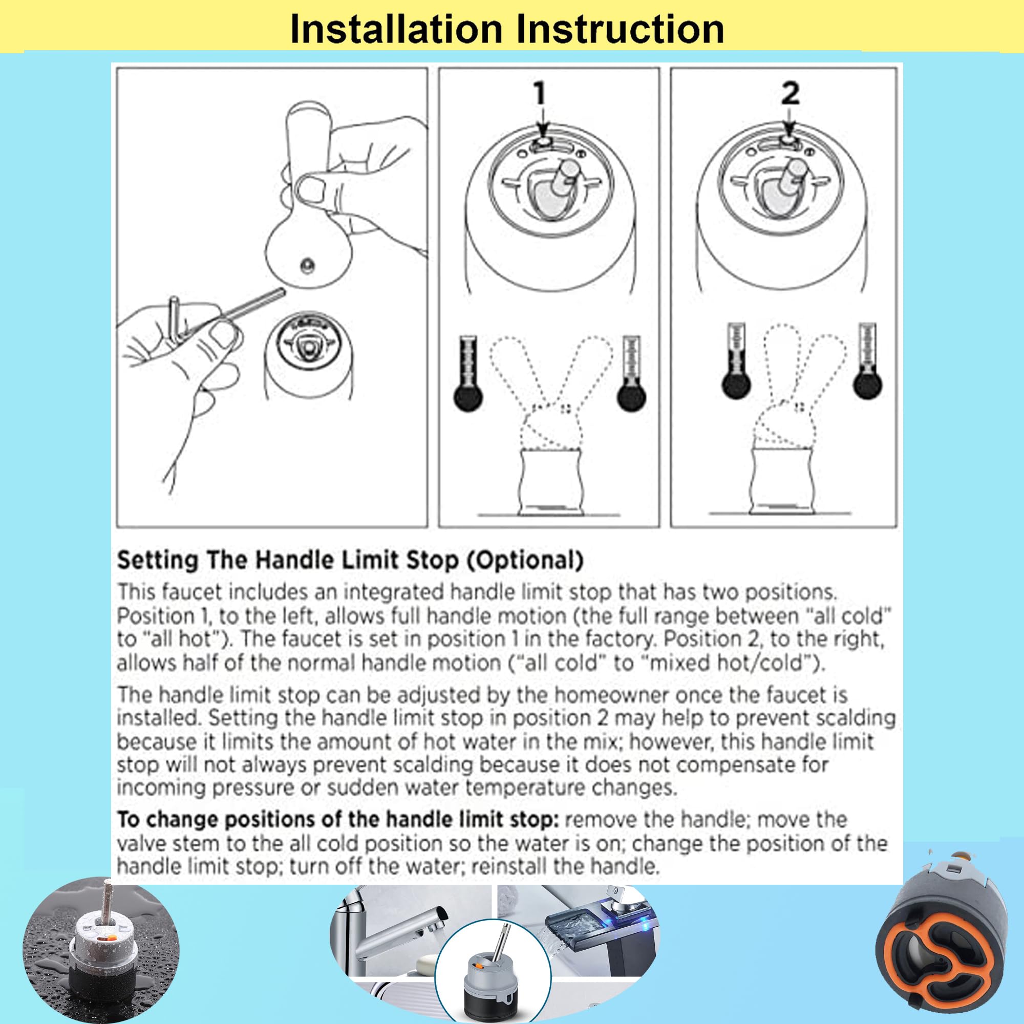 RP50587 Single Handle Cartridge Valve Replacement for Various Model Fit For Kitchen,Shower,Toiletsand and Lavatory Faucet Motion Cartridge,Faucet 36mm-QLXAQLX