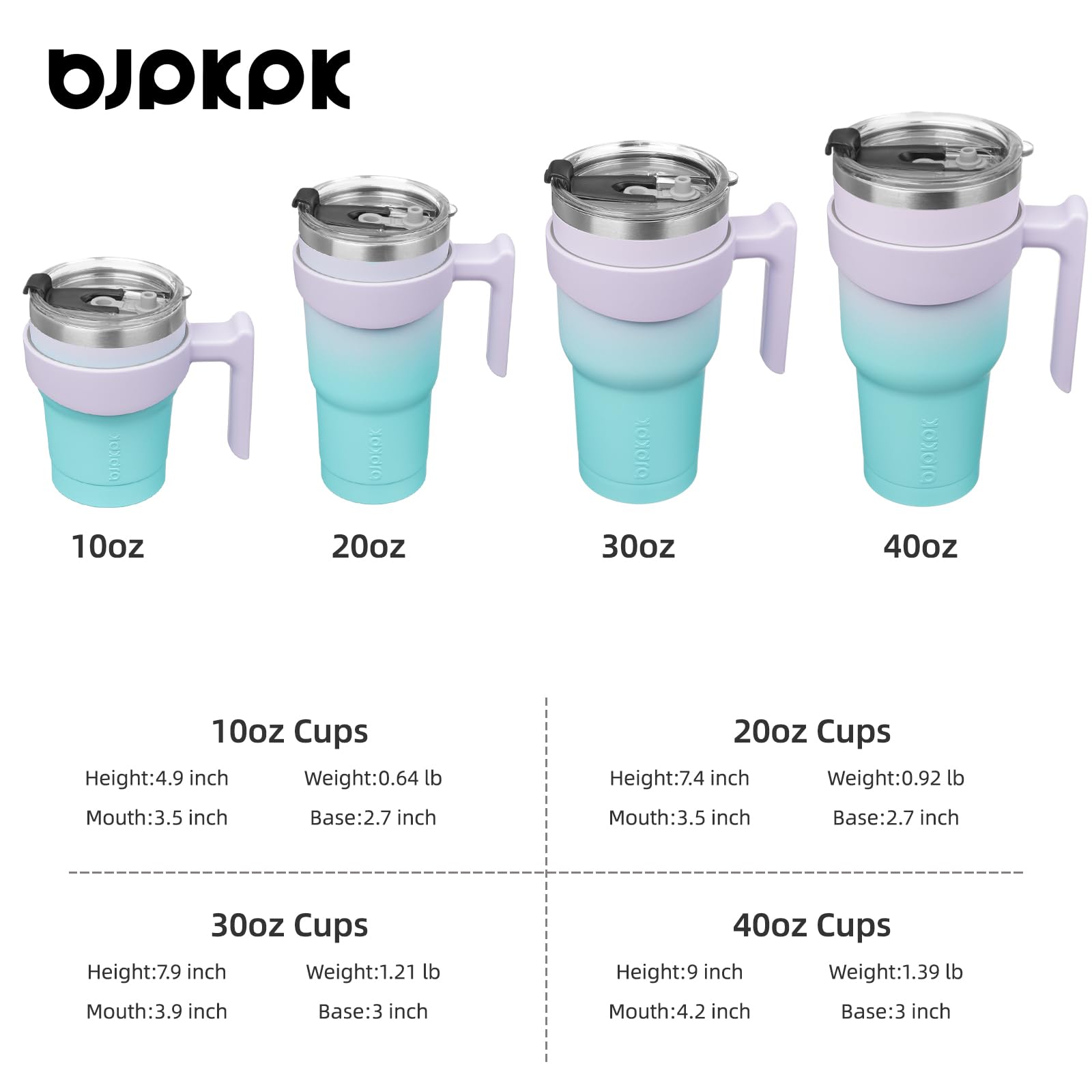BJPKPK 20 oz Tumbler With Handle And Straw Stainless Steel Insulated Tumbler Cups For Water Or Ice Coffee,Oasis