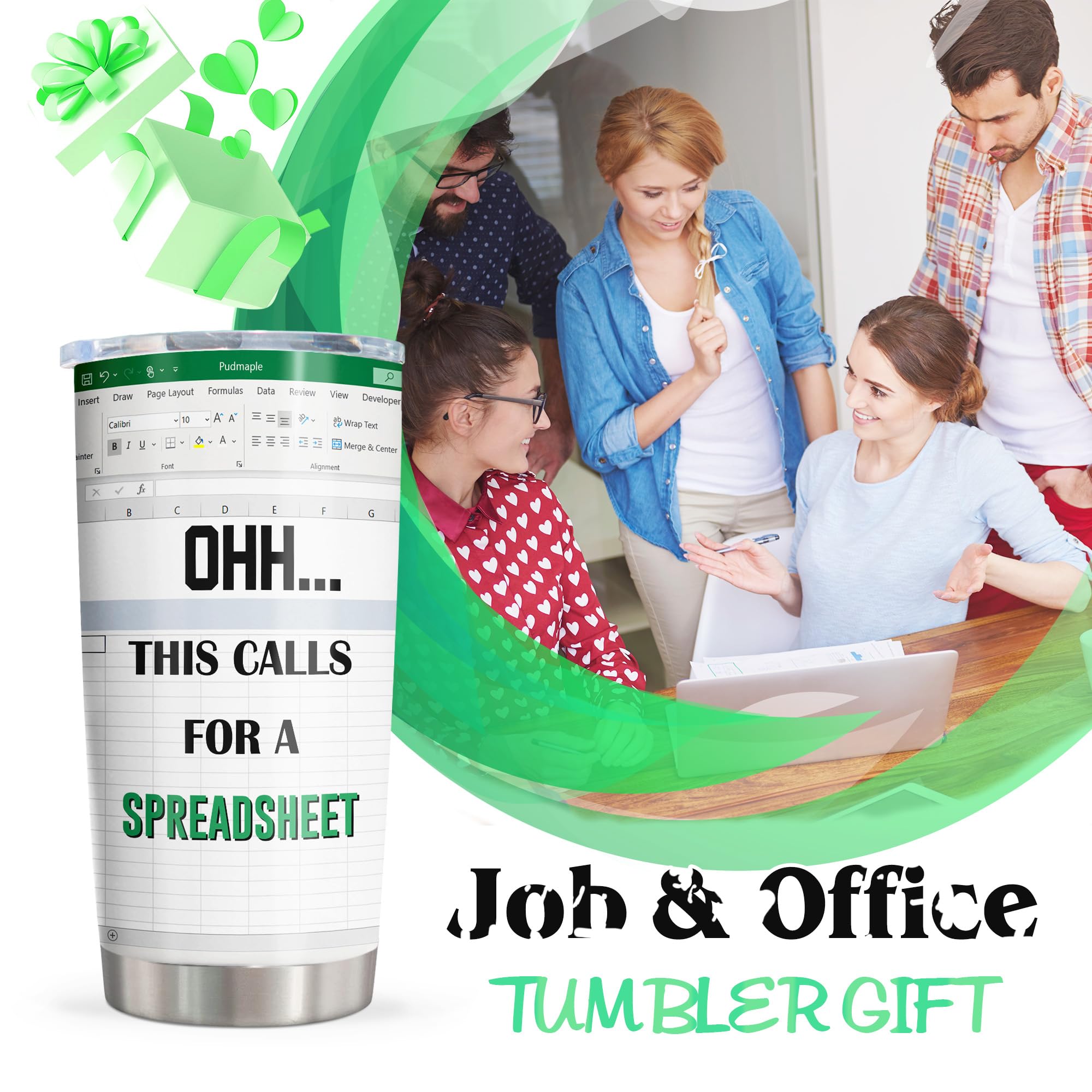 Pudmaple Excel Mug, Spreadsheet Mug, Accountant Gifts for Women/Men, Spreadsheets Gift Funny, This Calls for a Spreadsheet Mug, Excel Shortcut, Gifts for Accountant/CPA/CFO/Coworker Tumbler 20oz