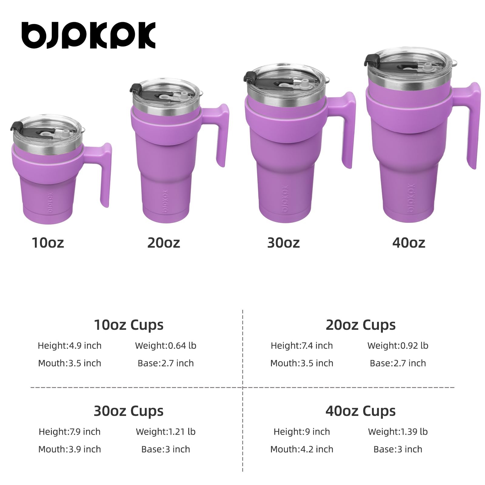 BJPKPK Tumbler With Handle 20oz Stainless Steel Insulated Tumbler With Lid And Straw For Water Or Ice Coffee,Lavender