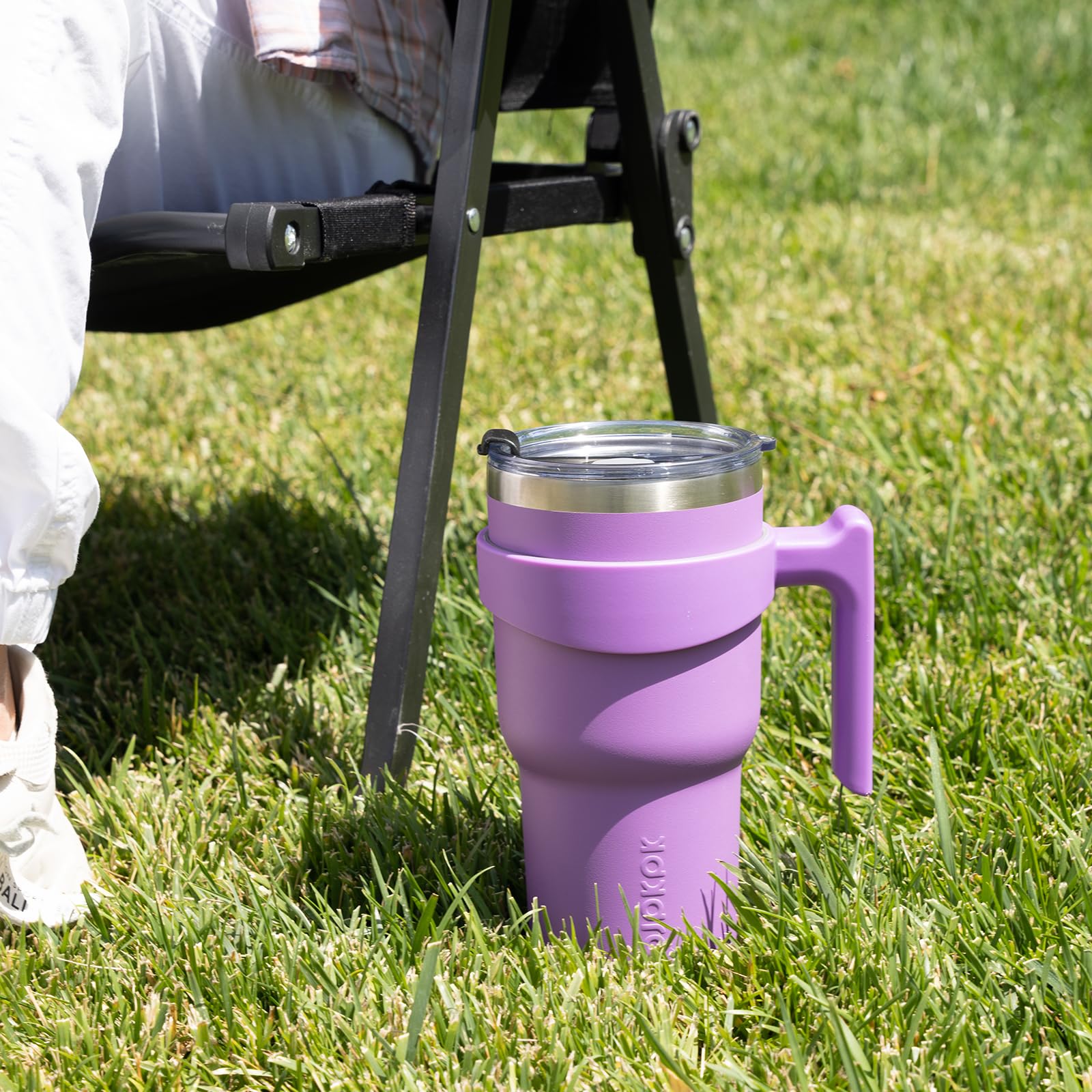 BJPKPK Tumbler With Handle 20oz Stainless Steel Insulated Tumbler With Lid And Straw For Water Or Ice Coffee,Lavender