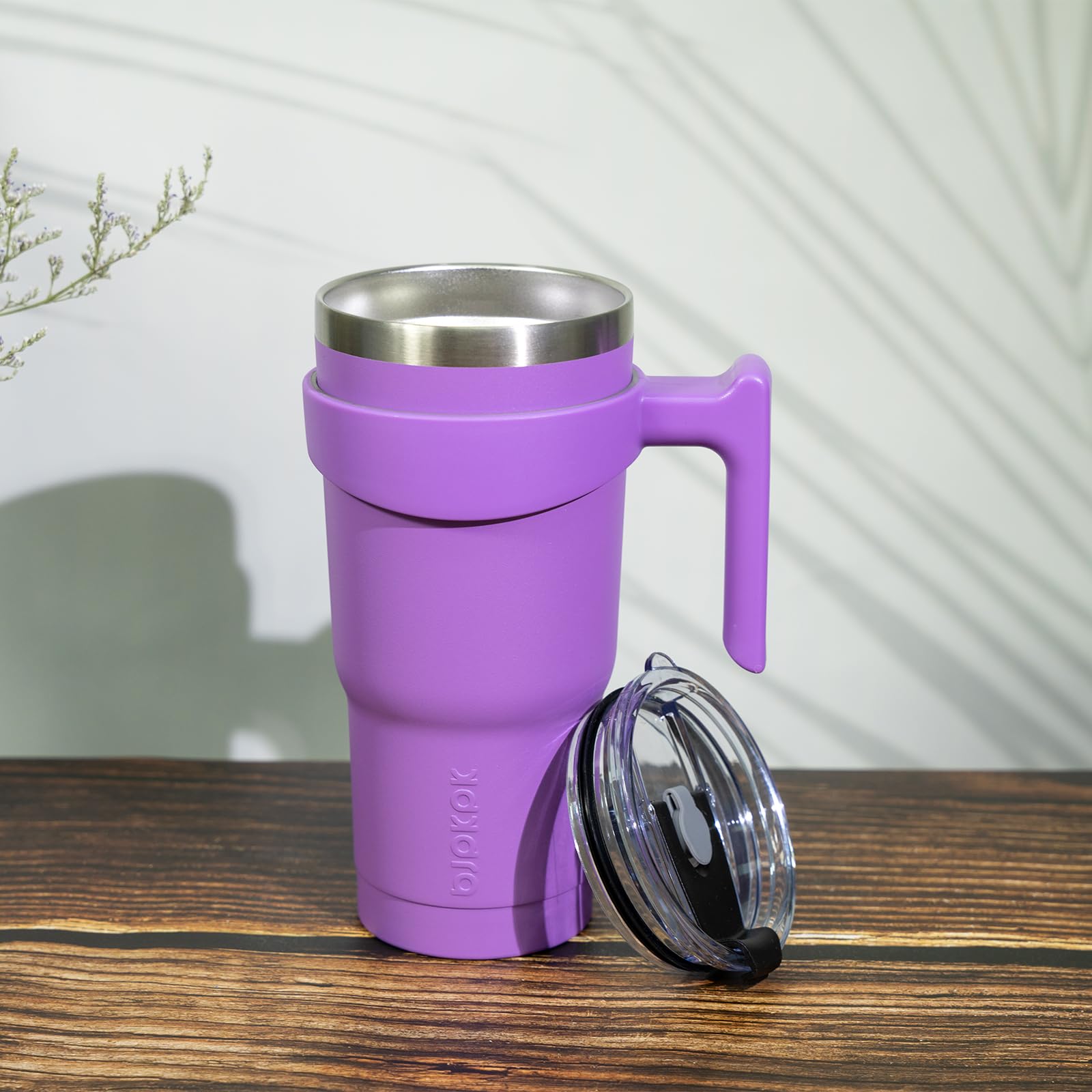 BJPKPK Tumbler With Handle 20oz Stainless Steel Insulated Tumbler With Lid And Straw For Water Or Ice Coffee,Lavender