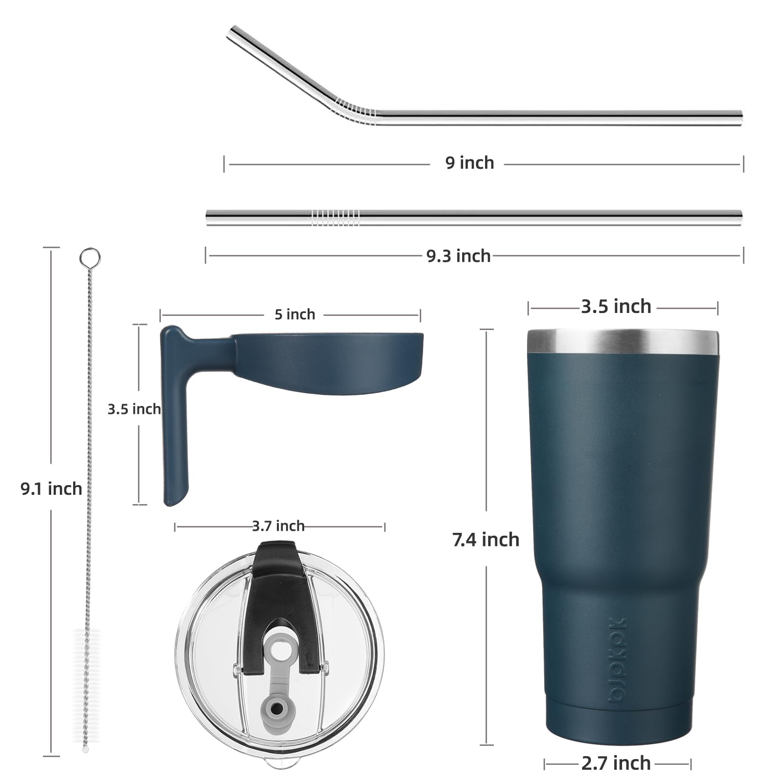 BJPKPK 20 oz Tumbler With Handle Insulated Tumbler With Lid And Straw Stainless Steel Travel Mug Coffee Cups,Navy Blue