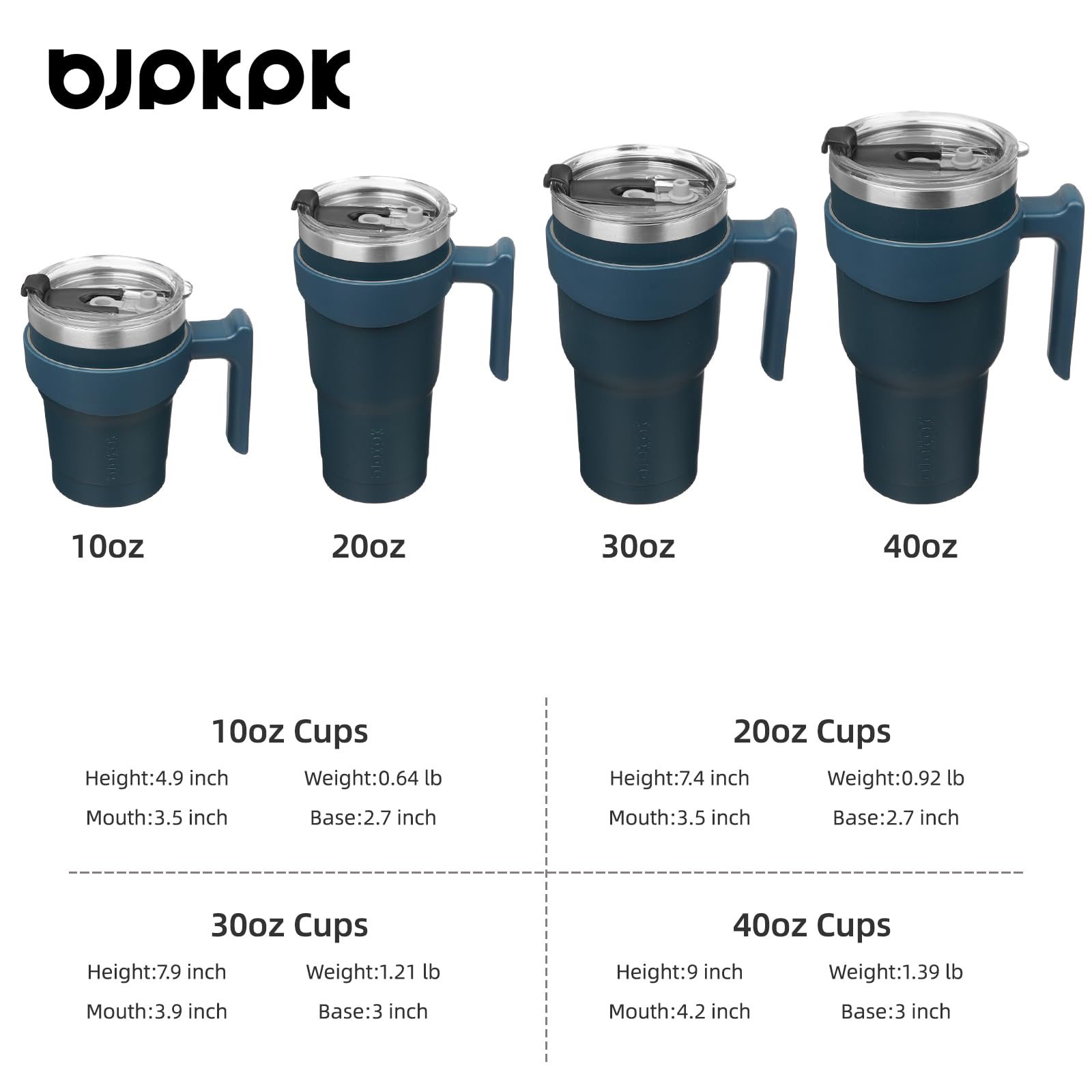 BJPKPK 20 oz Tumbler With Handle Insulated Tumbler With Lid And Straw Stainless Steel Travel Mug Coffee Cups,Navy Blue