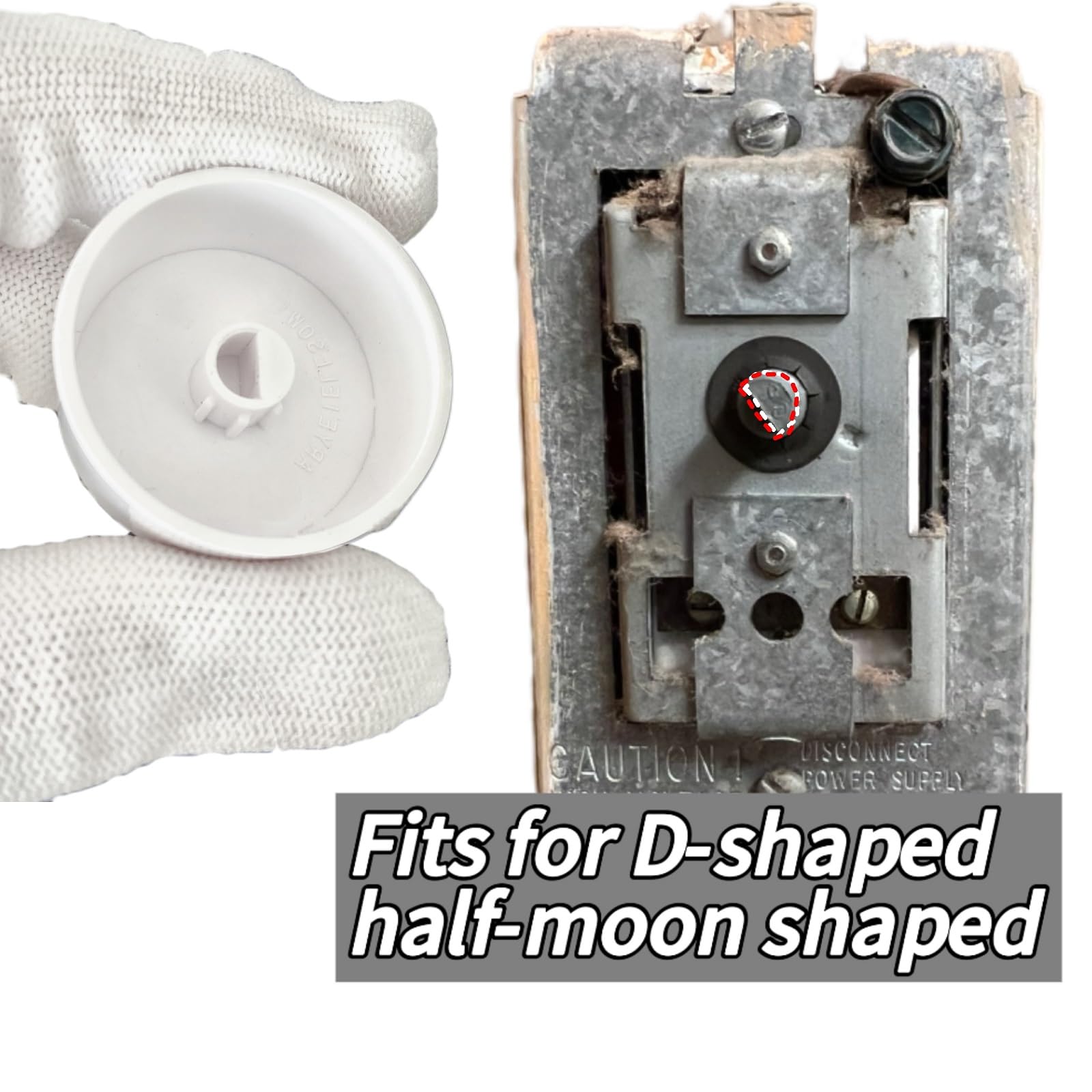 ARYEIELLSOW Thermostat Knob Fit with White Single or Double Pole Cover for Old Style S22 D22, White, 2pcs