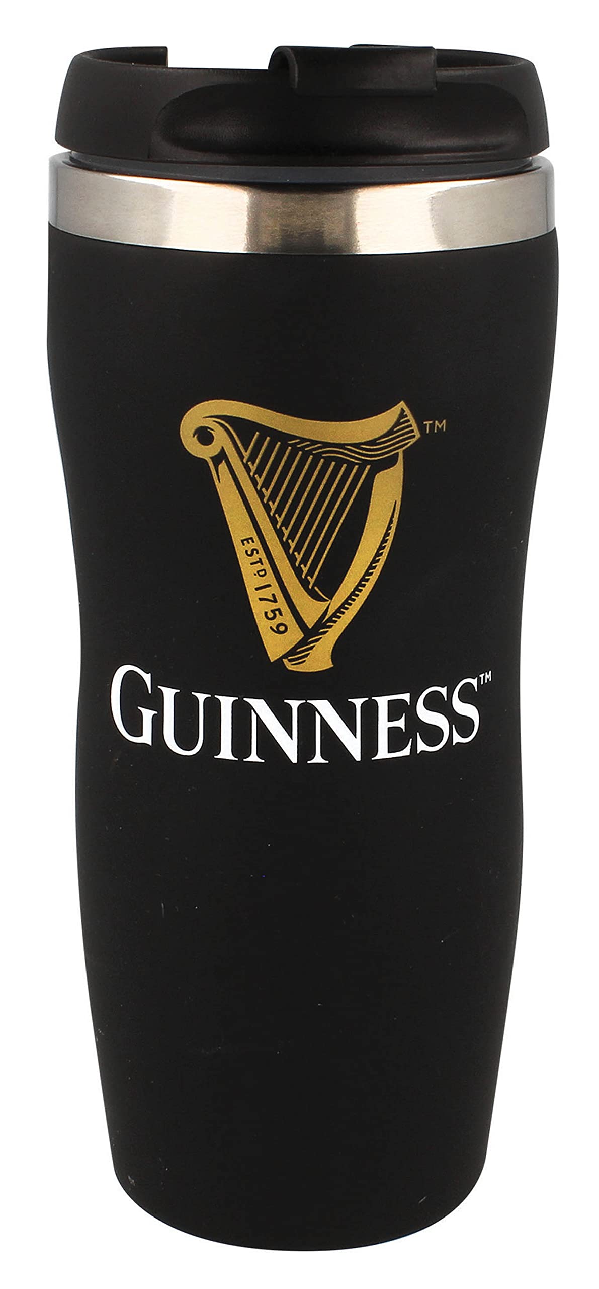 Guinness Travel Mug Tumbler with Gold Harp Design (300ml)