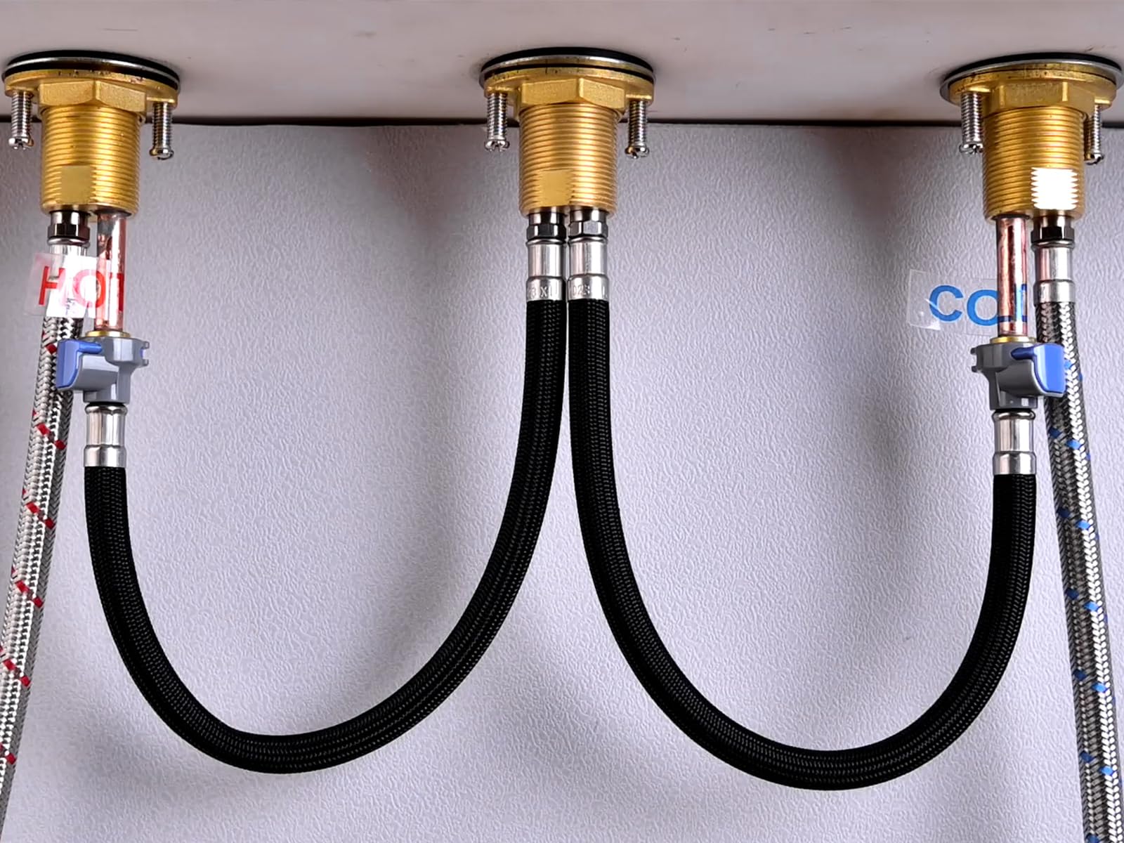 2 Pieces Quick Connect Water Supply Hose, 20-inch Widespread Bathroom Faucet Replacement Fast Lock Pipe Lines
