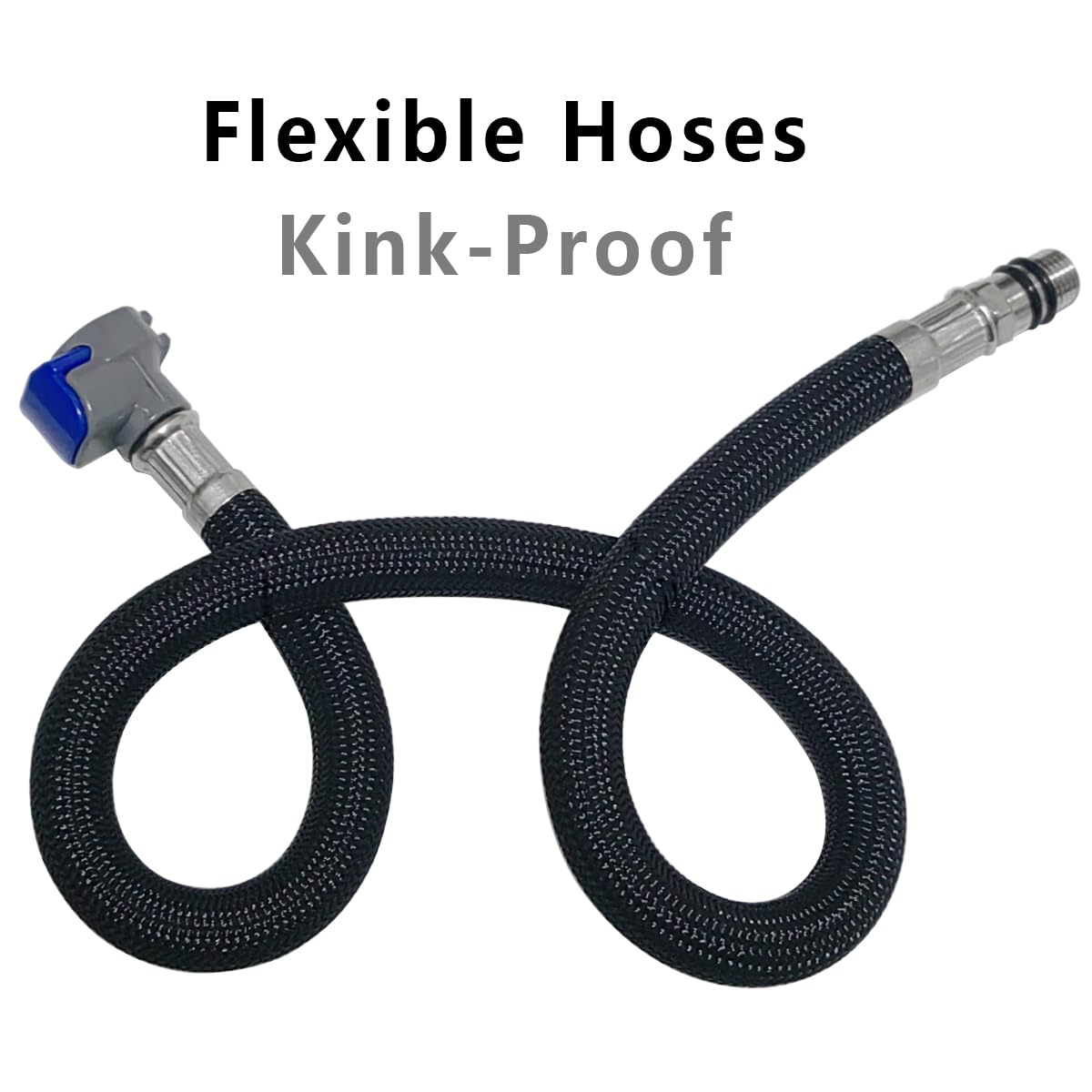 2 Pieces Quick Connect Water Supply Hose, 20-inch Widespread Bathroom Faucet Replacement Fast Lock Pipe Lines