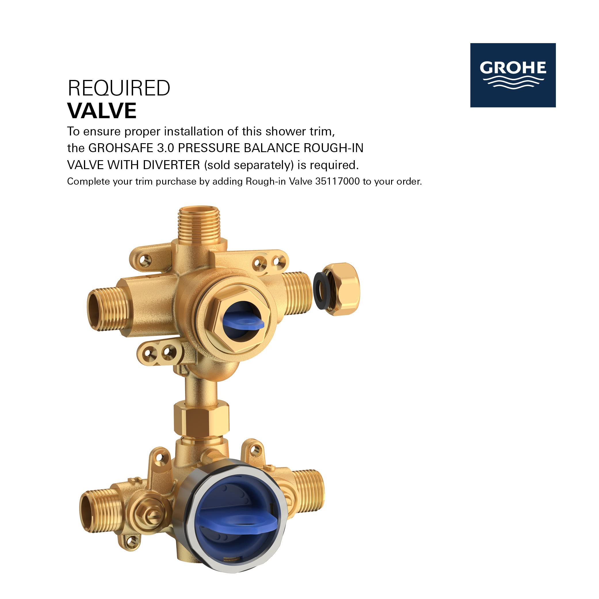 GROHE 29422GN0 Eurocube Valve Trim, Brushed Cool Sunrise