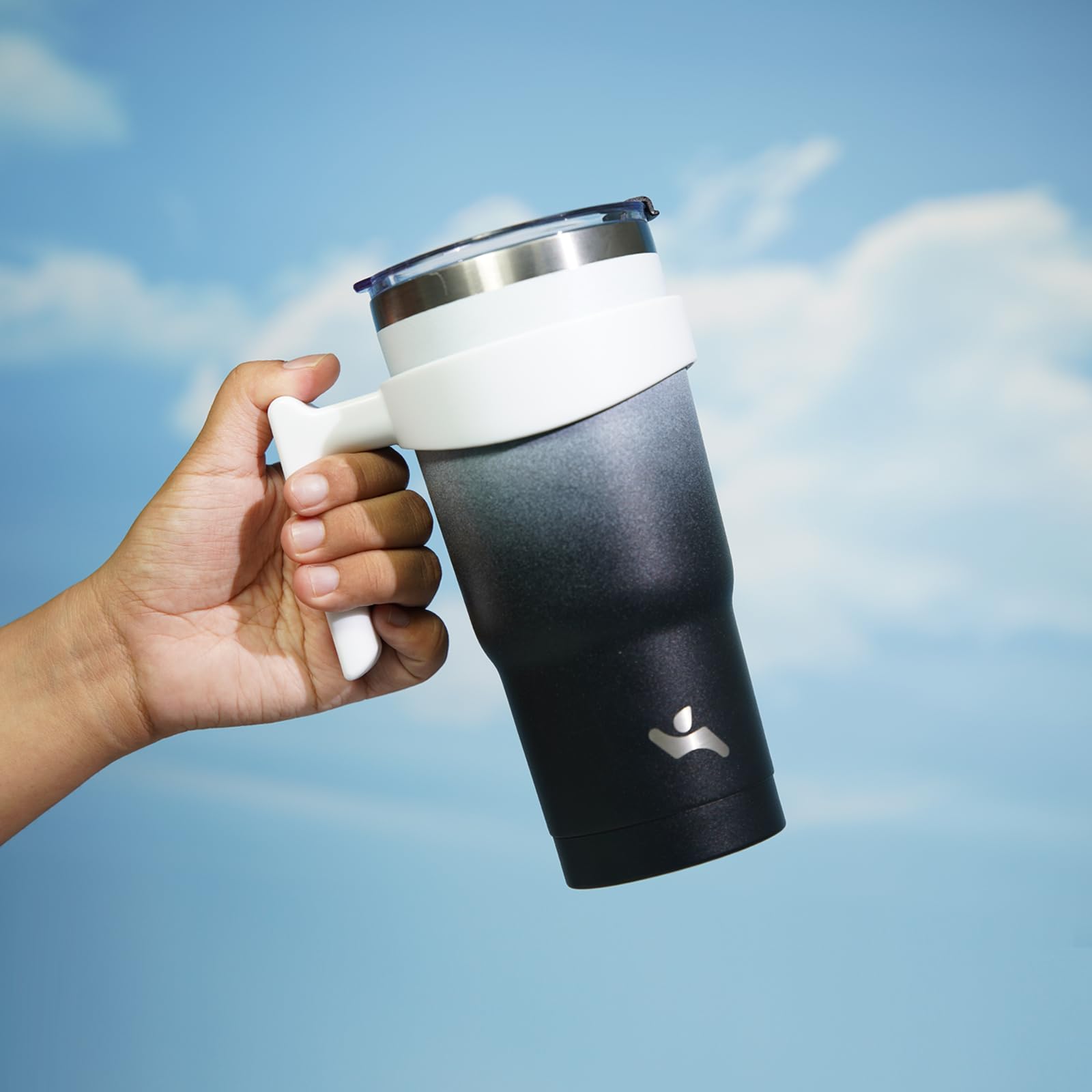 Konokyo 20 oz Tumbler with Handle and 2 Straw 2 Lid, Insulated Water Bottle Stainless Steel Vacuum Cup Reusable Travel Mug,Day Night