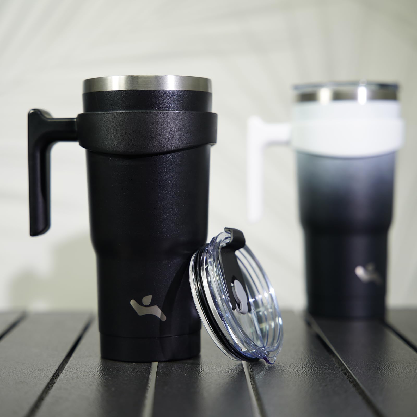 Konokyo 20 oz Tumbler with Handle and 2 Straw 2 Lid, Insulated Water Bottle Stainless Steel Vacuum Cup Reusable Travel Mug,Day Night