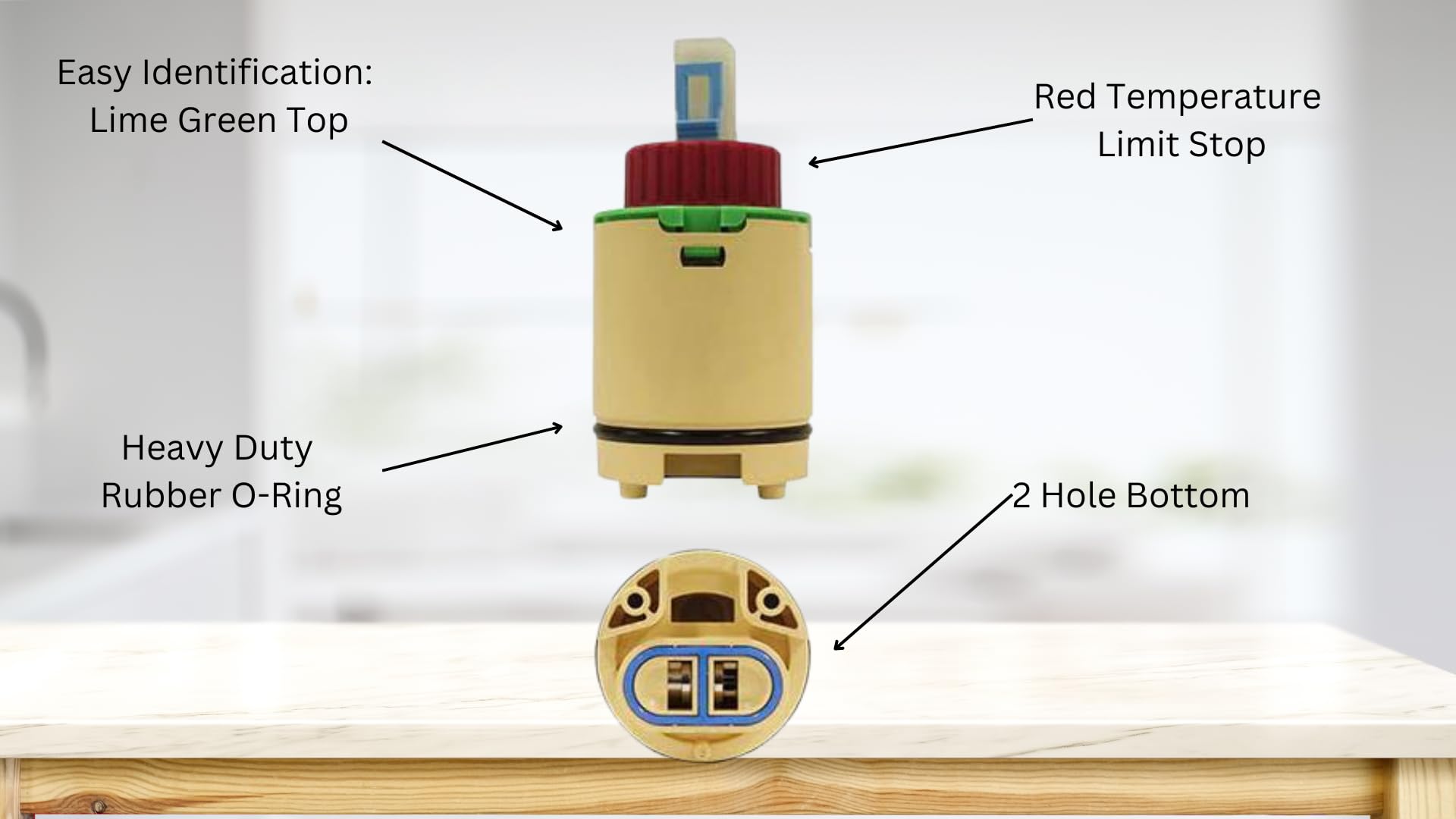 HK-40 (JH01GJ) Faucet Cartridge Replacement 40mm Diameter Shower Cartridge, Yellow, Red, Green