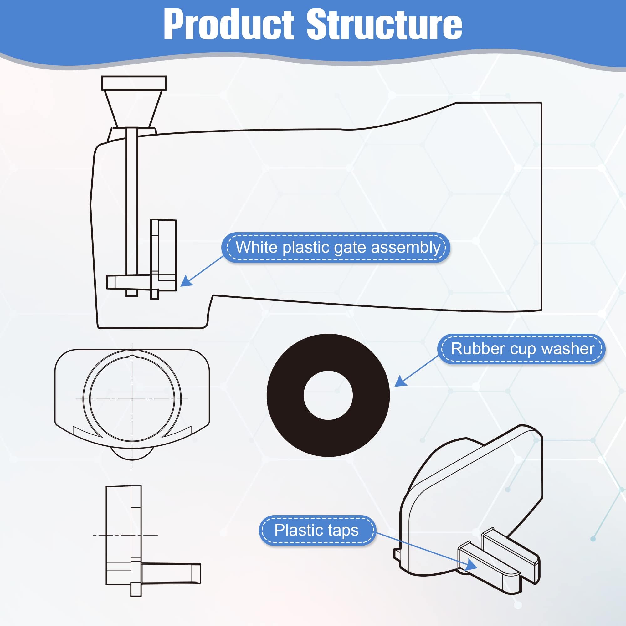 Dreyoo 6 Pack 101237 Cup Seal & Diverter Gate Compatible with 3800 Tub Spout, Tub Spout Replacement Parts for Shower Bathtub Faucet Diverter Spout