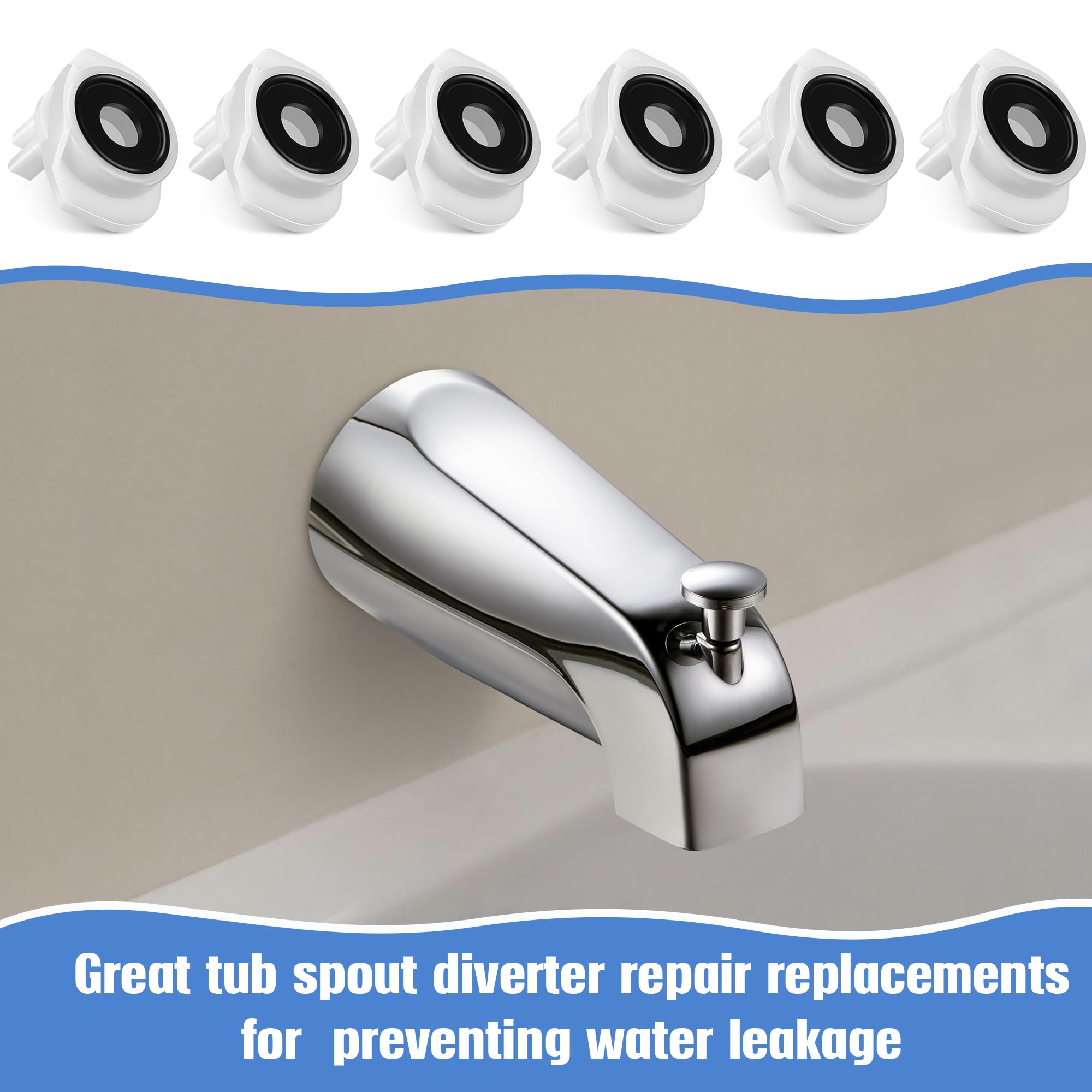 Dreyoo 6 Pack 101237 Cup Seal & Diverter Gate Compatible with 3800 Tub Spout, Tub Spout Replacement Parts for Shower Bathtub Faucet Diverter Spout