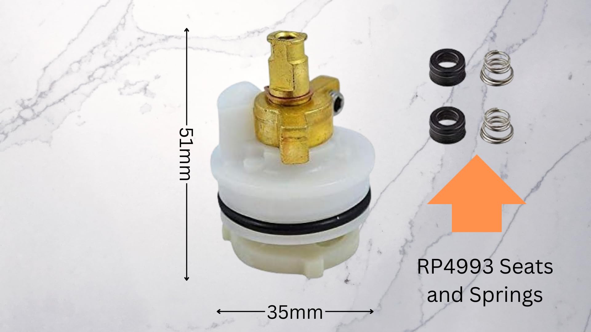 T & T Hardware Replacement Cartridge Compatible with Delta RP1991, Seats & Springs (RP4993) Included, White