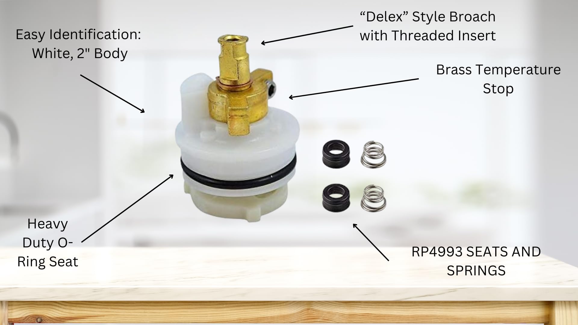 T & T Hardware Replacement Cartridge Compatible with Delta RP1991, Seats & Springs (RP4993) Included, White