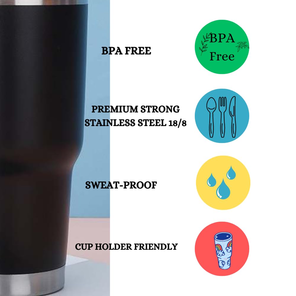 30oz Double Wall Vacuum Insulated Thermal Travel Tumbler Cup, Splash Proof Sliding Lid Simple and Modern design Reusable Stainless Steel Durable Coffee Tea Mug Iced Cold Brew Hot Drinks (Rose Red)