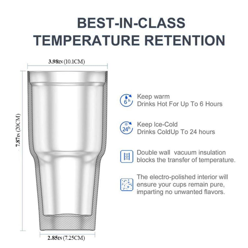 30oz Double Wall Vacuum Insulated Thermal Travel Tumbler Cup, Splash Proof Sliding Lid Simple and Modern design Reusable Stainless Steel Durable Coffee Tea Travel Mug Iced Cold Brew Hot Drinks (Red)
