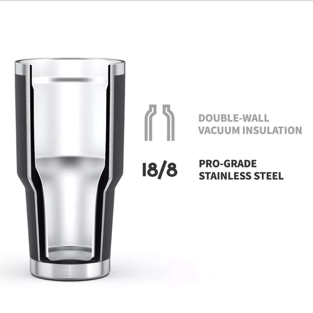30oz Double Wall Vacuum Insulated Thermal Travel Tumbler Cup, Splash Proof Sliding Lid Simple and Modern design Reusable Stainless Steel Durable Coffee Tea Travel Mug Iced Cold Brew Hot Drinks (Red)
